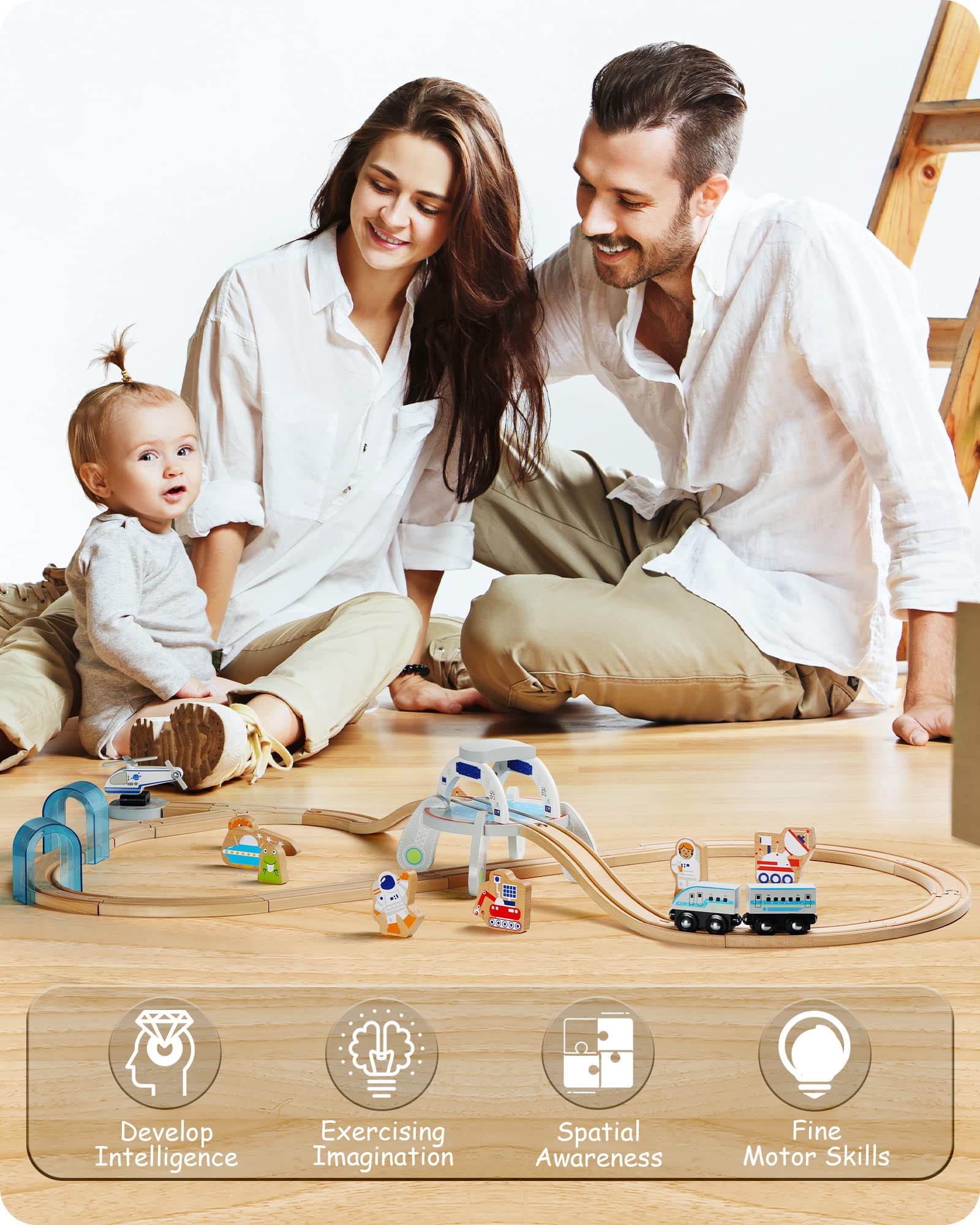 Snapklik.com : SainSmart Jr. Wooden Space Station Train Set 35pcs, Wood ...