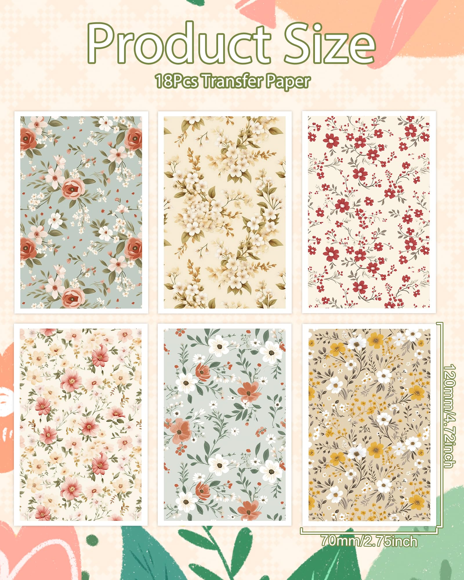 Snapklik.com : Vintage Flower Clay Transfer Paper - 18 Pcs Flower Art ...