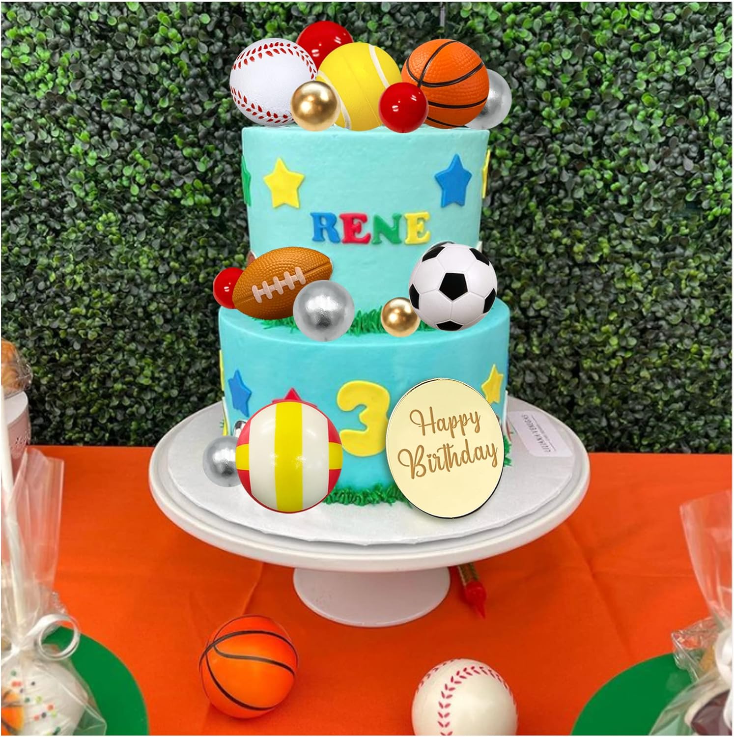 Amazon.com: 22 PCS Sports Cake Toppers - Football, Baseball, Basketball ...
