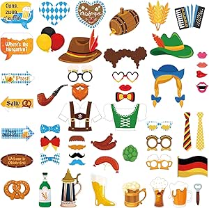 Amazon.com: 56PCS Oktoberfest Photo Booth Props - German Beer Festival ...