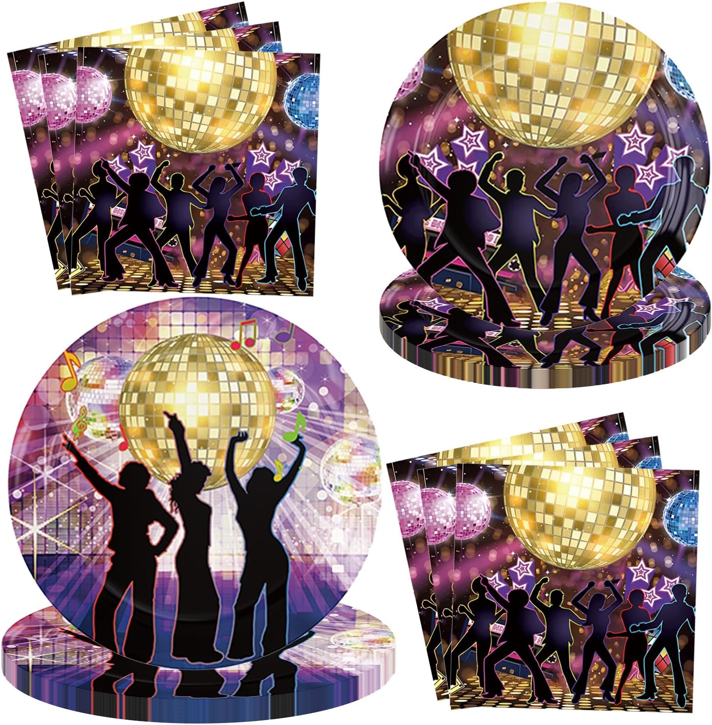 Disco Theme Party Tableware Set - 70s 80s 90s Dance Theme Birthday ...