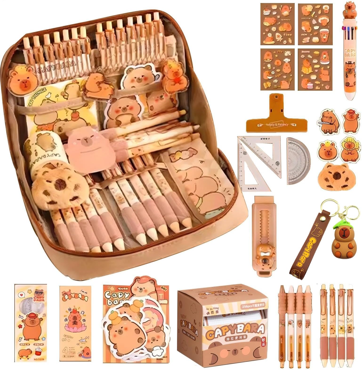 Flanliy 54 Stück Capybara Schreibwaren Set | Federmäppchen Aesthetic ...