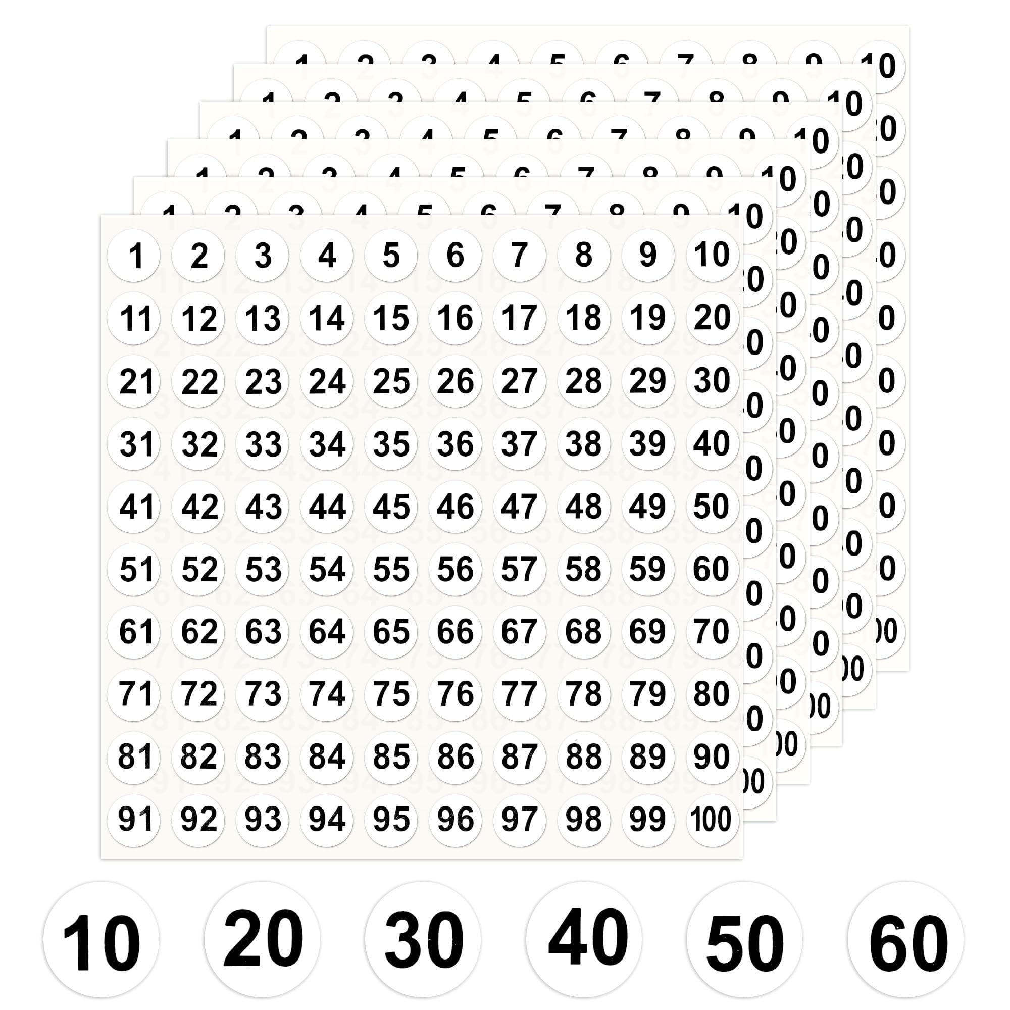 Number Stickers 1-100 2500 Pcs Vinyl Consecutive Sticker by Number ...