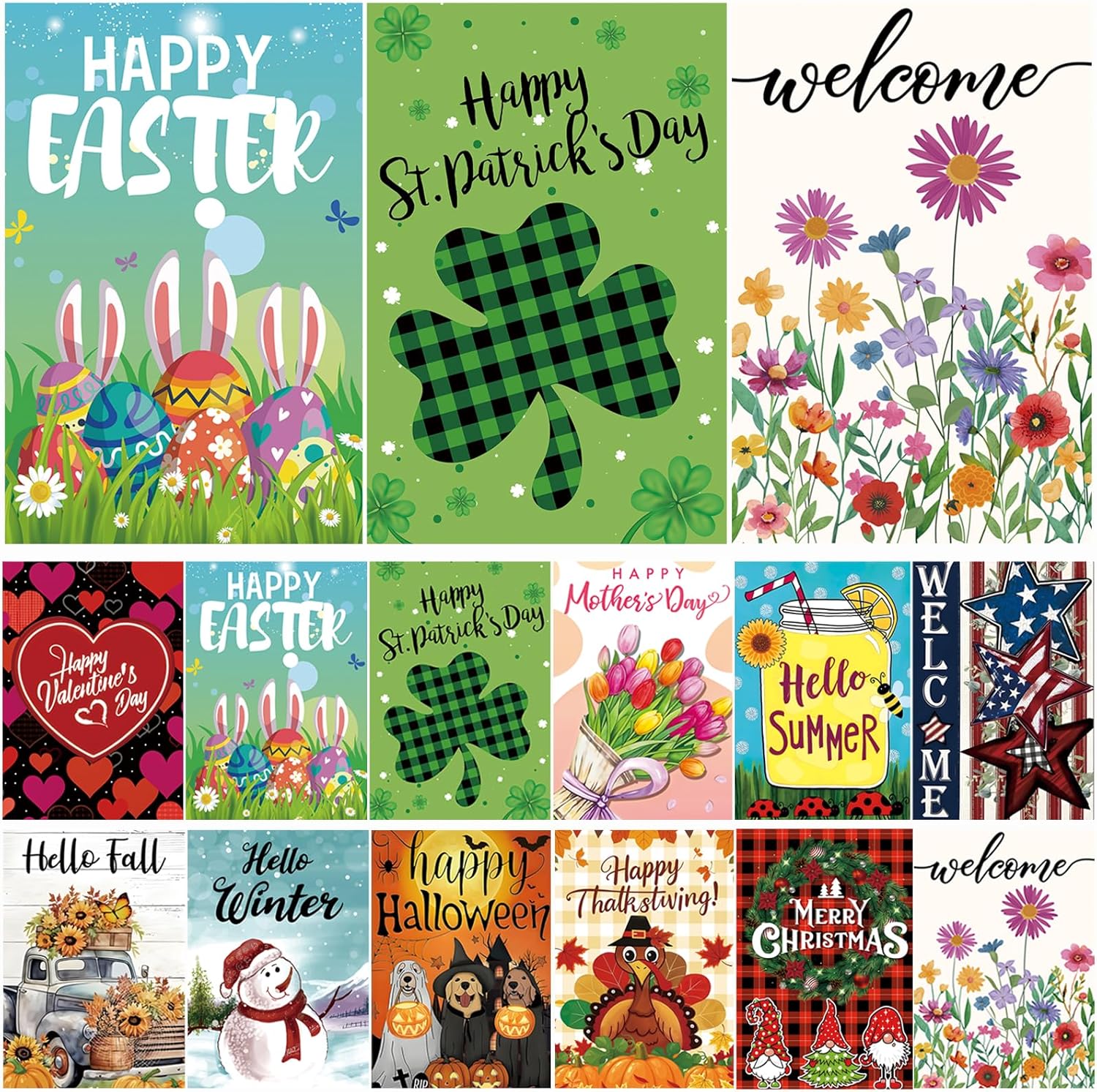 Amazon.com : Seasonal Garden Flags Set of 12, Double Sided12x18 Inch ...