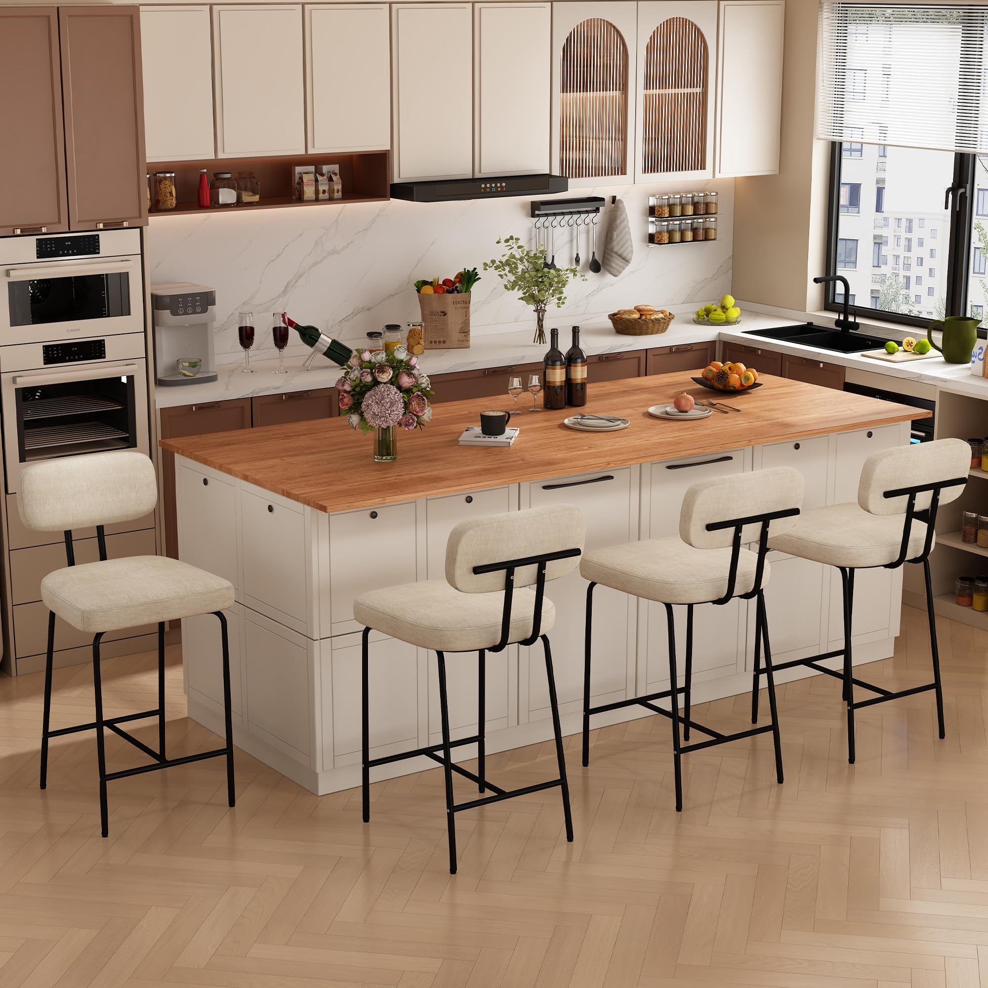 Amazon.com: Genpo Counter Height Bar Stools Set of 4, 26" White Counter ...