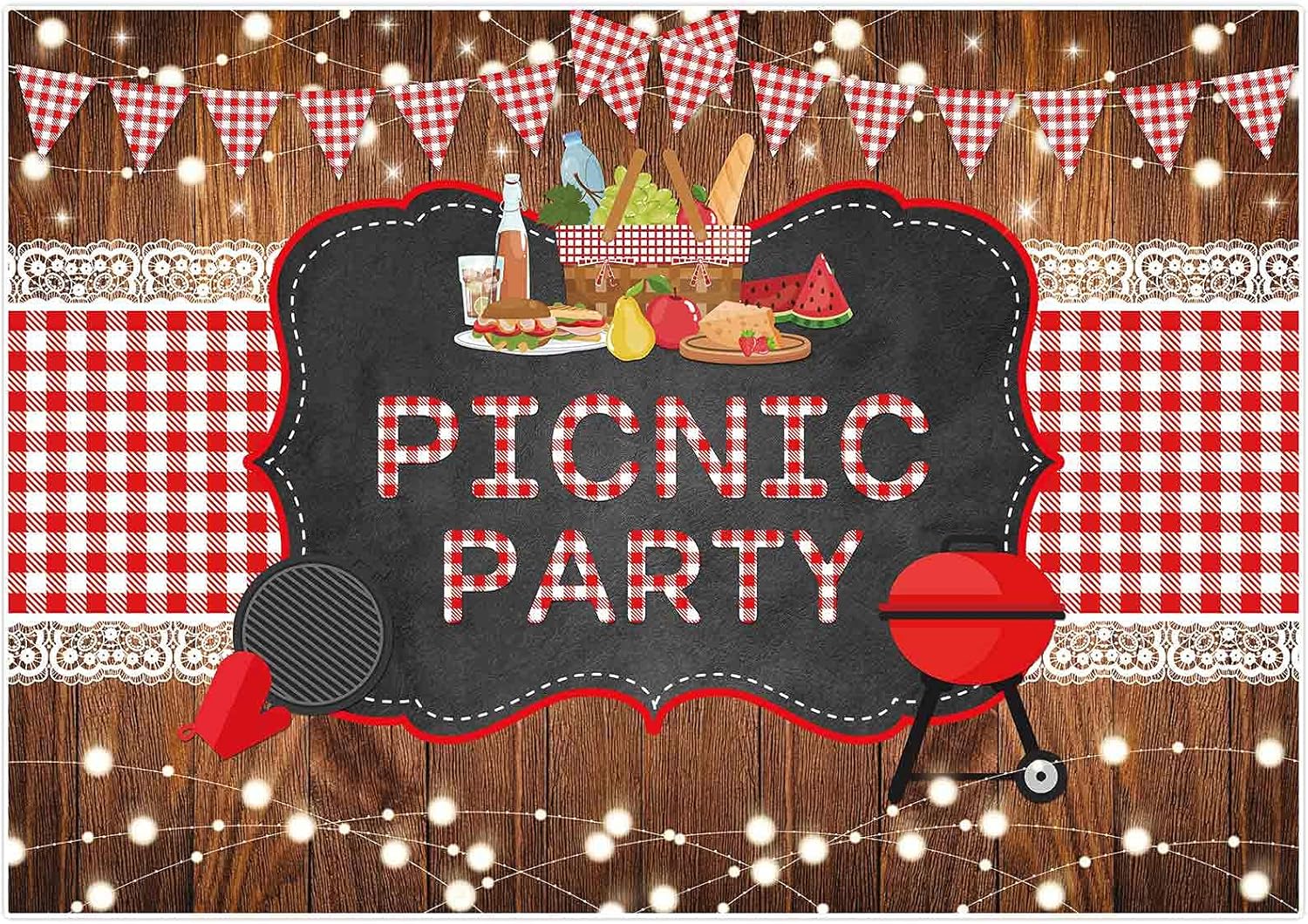 Amazon.com: Allenjoy 7x5ft Picnic Birthday Party Backdrop Baby Shower ...
