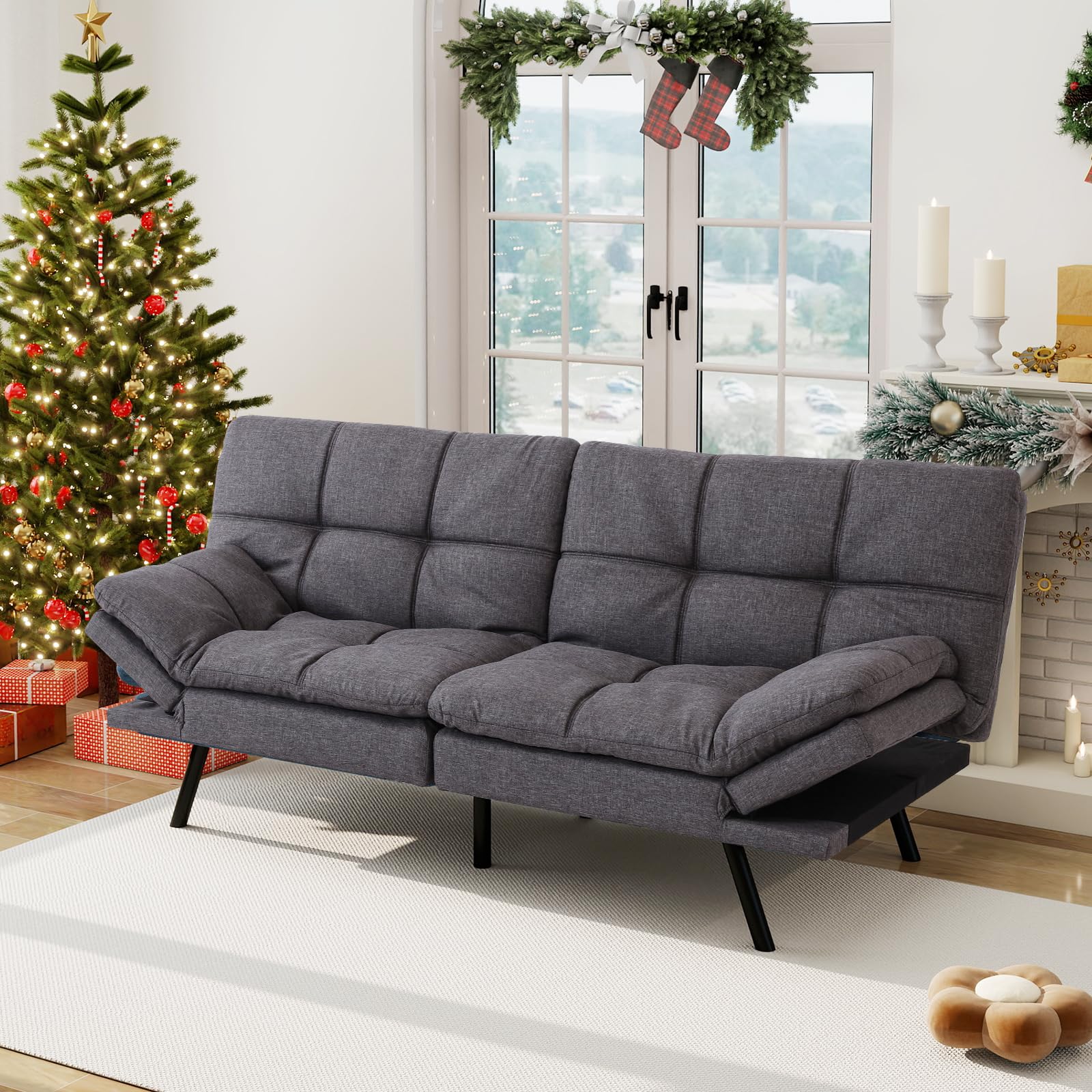 Amazon.com: Futon Sofa Bed Convertible Couch,Memory Foam Futon Sofa ...