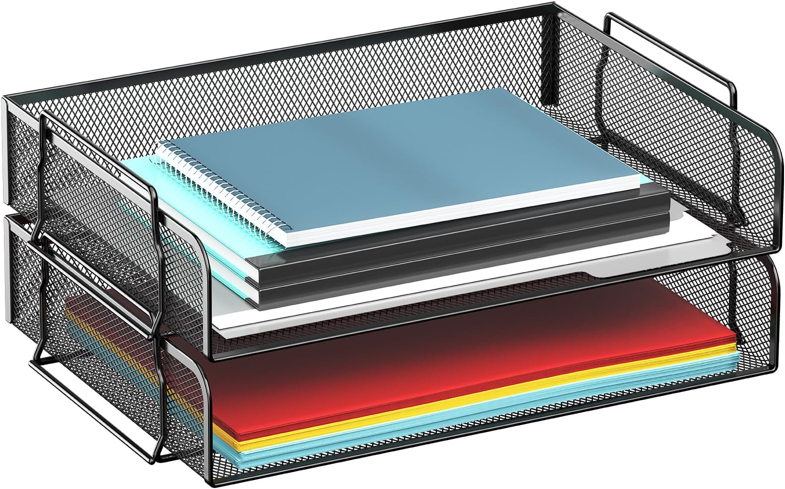 Amazon.com: 1InTheHome Stackable Side Load Letter Tray, Silver Wire ...