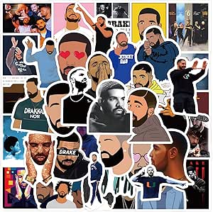 Drake Stickers Pack 50Pcs for Water Bottle, Skateboard, Laptop, Phone ...