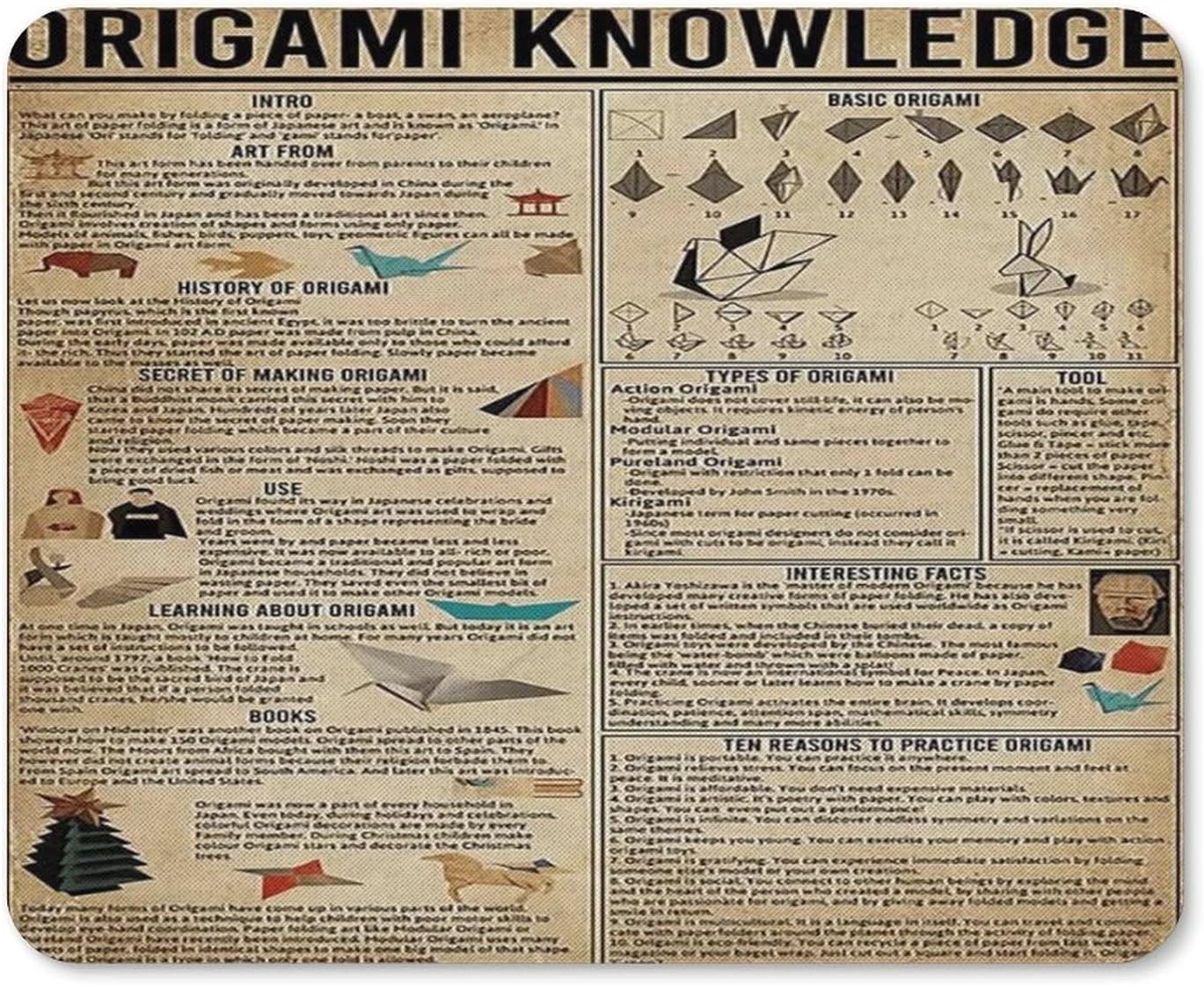 Amazon.com: Origami Knowledge Gaming Mats Origami Reference Guide Mouse ...