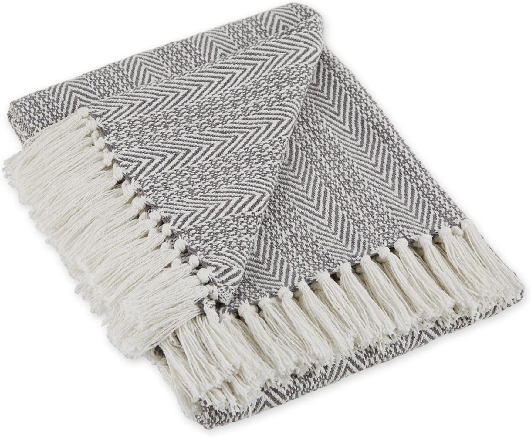 Amazon.com: Hofdeco Modern Decorative Knitted Throw Blanket with Fringe ...