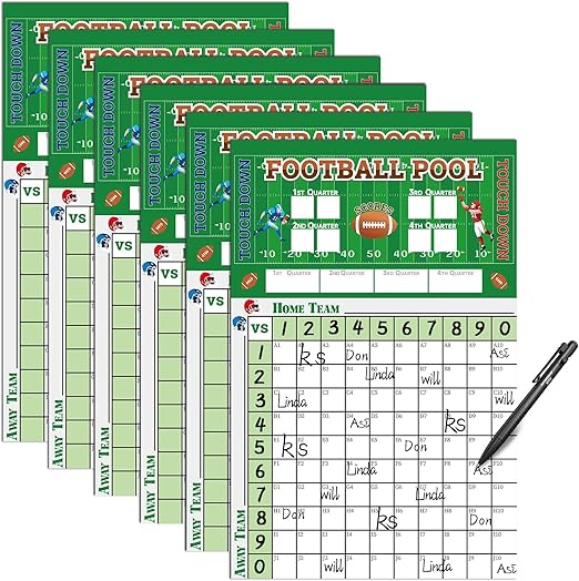 Amazon.com: 6 Pcs Football Pool Poster 17 x 11 inch Football Squares ...