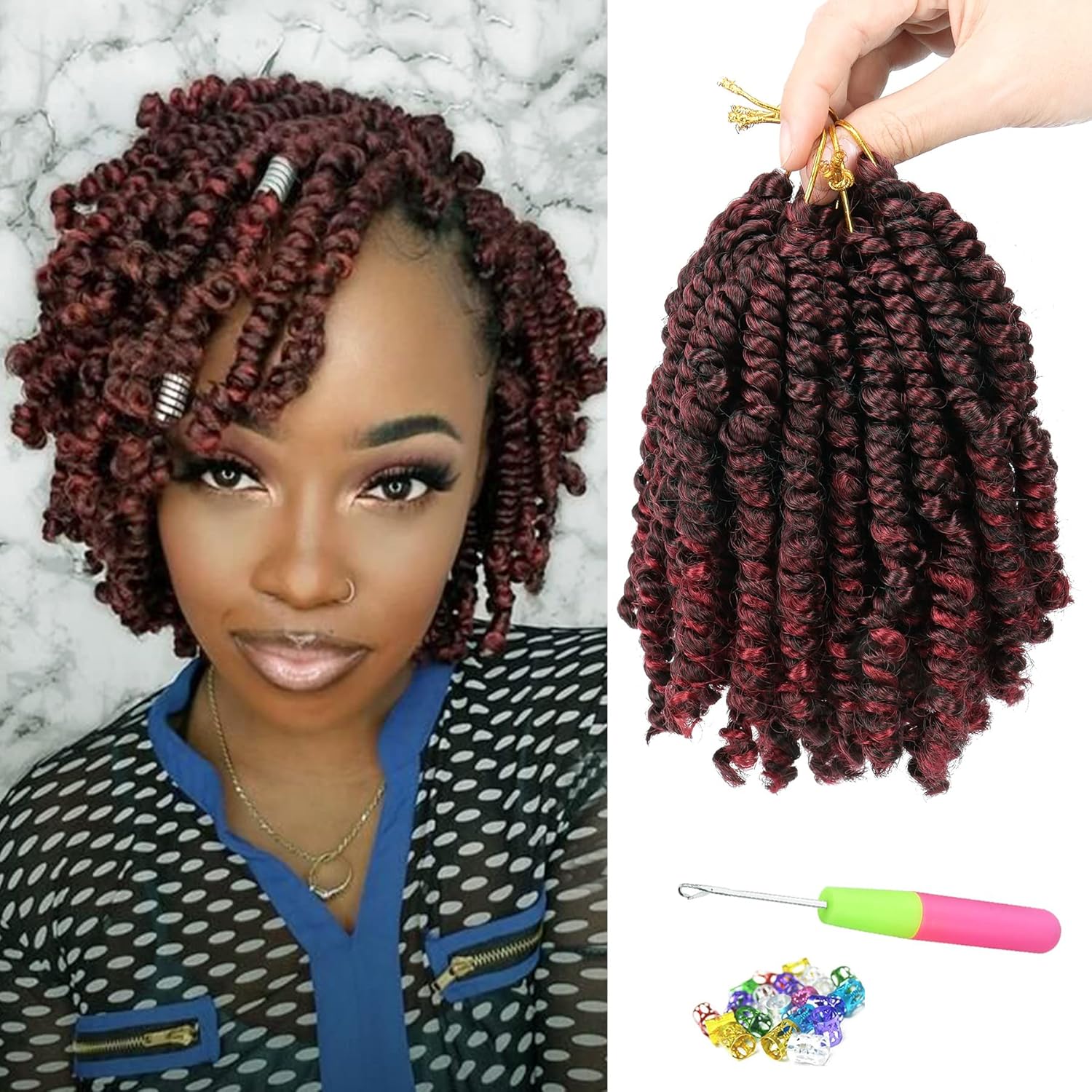 Amazon.com : Spring Twist Hair 6 Inch Bob Spring Twist Crochet Hair for ...