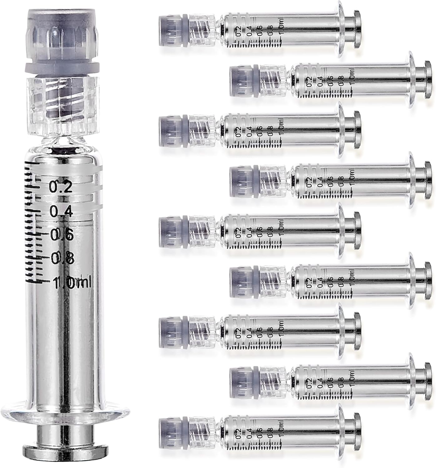 Amazon.com: Bitomic 1ML Borosilicate Glass Syringe with Silver Metal ...