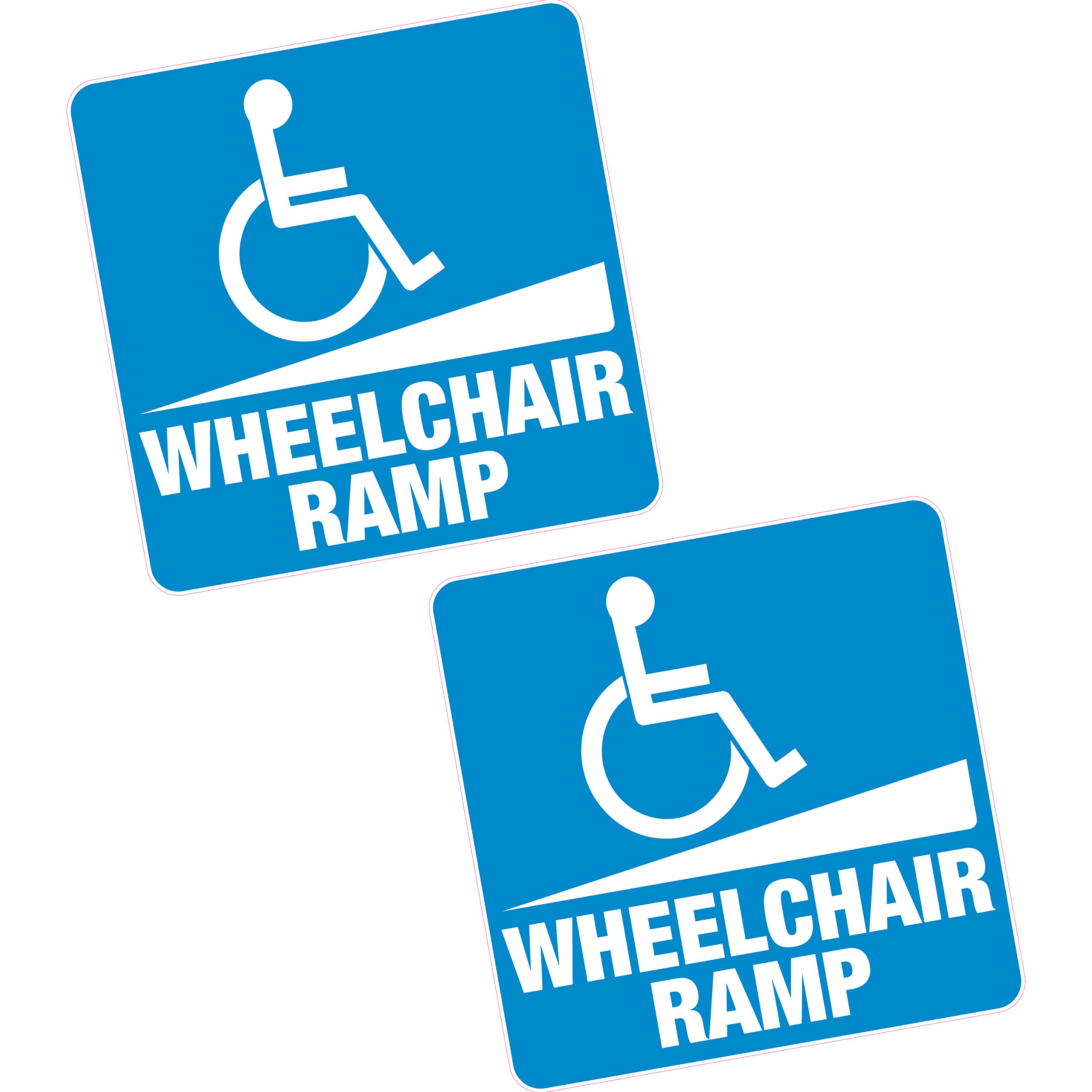 2 x Wheelchair Ramp Vinyl Sticker 4" 100mm Sq. Blue Badge Home Shop ...