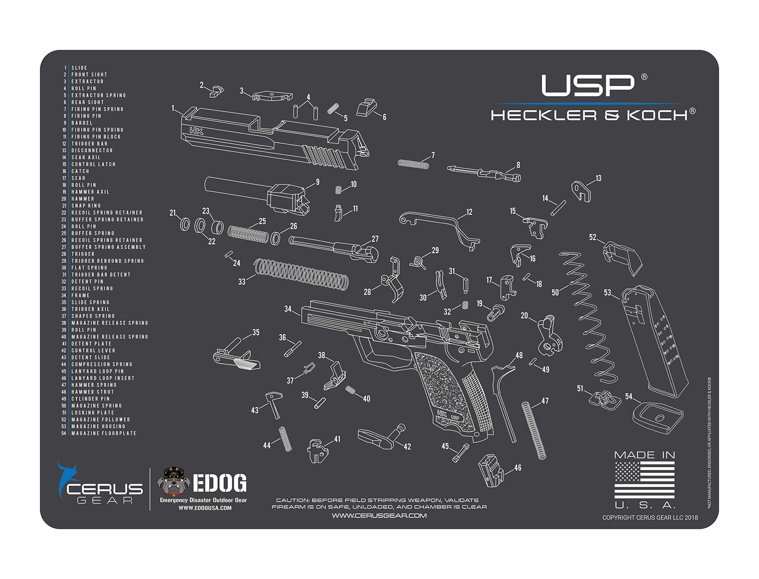 Heckler And Koch Usp Edog Cerus Gear Schematic Exploded View ...