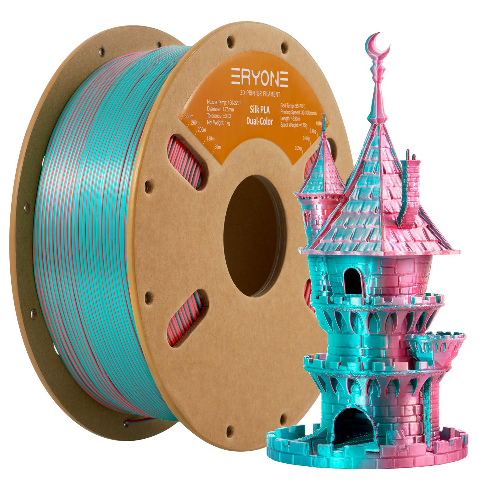 Amazon.com: ERYONE Silk Dual Color PLA Filament 3D Printer 1.75mm +/- 0 ...