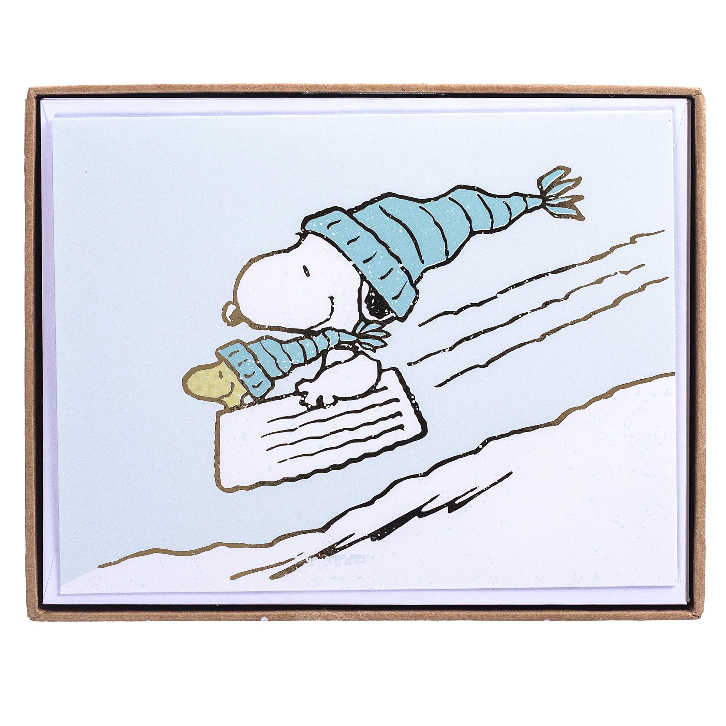 Snapklik.com : Graphique Snoopy Sledding Holiday Cards Pack Of 15 Cards