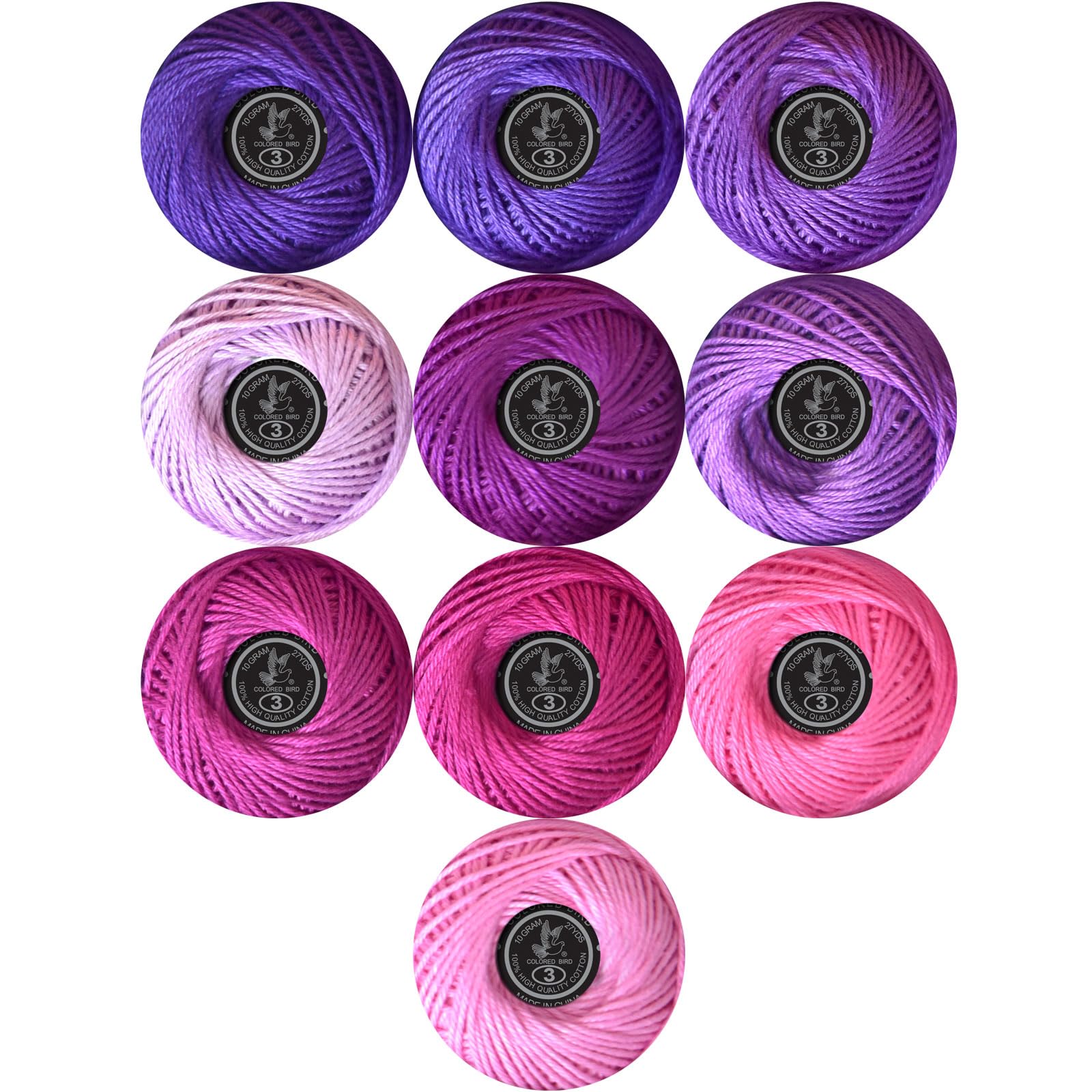 Amazon.com: Soft 10 Pearl Cotton Crochet Thread in Balls,Size 3 Rainbow ...