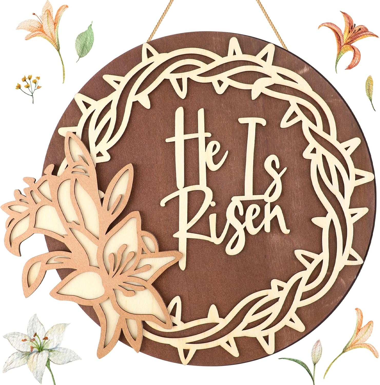 Amazon.com : Juexica Easter Cross Door Sign Easter Wall Hanging Decor He Is Risen Decorations ...