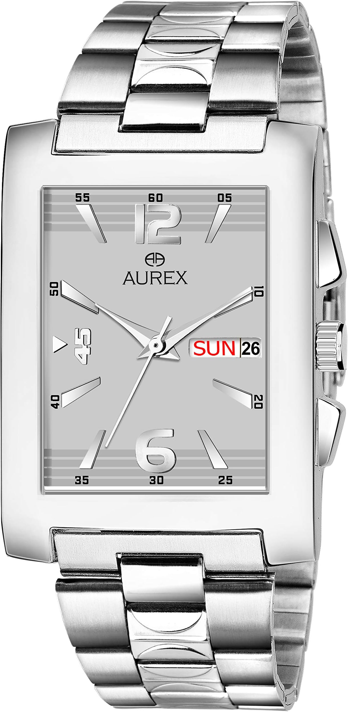 AUREX Polyester Analogue Men's Watch (Grey Dial Silver Colored Strap ...