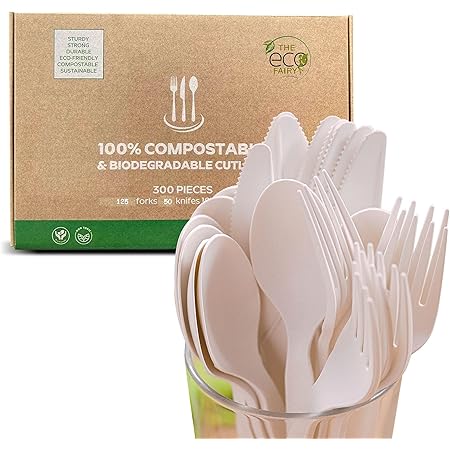 Amazon.com: Belinlen 260 Pack Compostable Cutlery Set Biodegradable ...