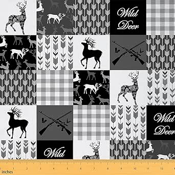 Amazon.com: Deer Hunting Fabric by The Yard 1 Yard Antlers Rustic ...