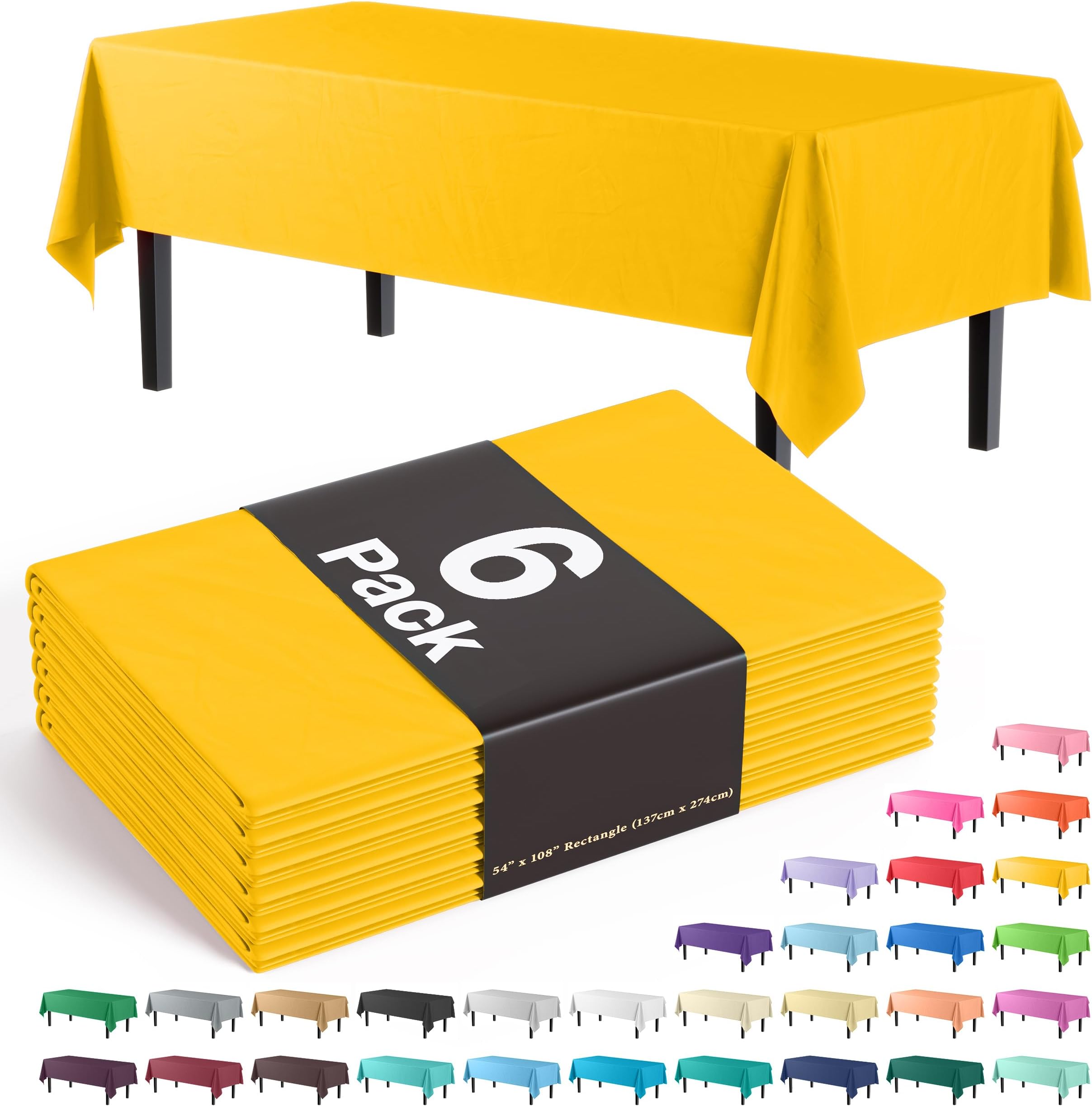 Amazon.com: Yellow Disposable Plastic Tablecloth for Rectangle Tables ...