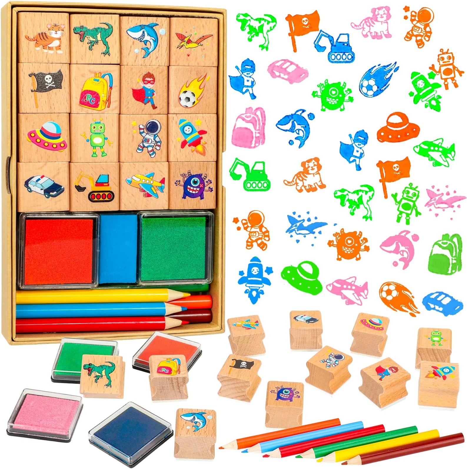 Amazon.com: Melissa & Doug Wooden Stamp Set, Favorite Things - 26 ...