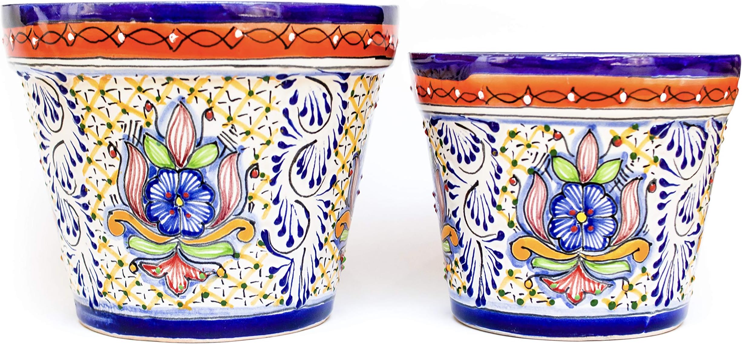 Amazon.com : Fiesta Brands Talavera Mexican Pottery Planters Medium and ...