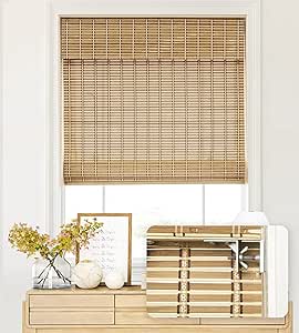 Amazon.com: LazBlinds No Tools No Drill Cordless Bamboo Roman Shades ...