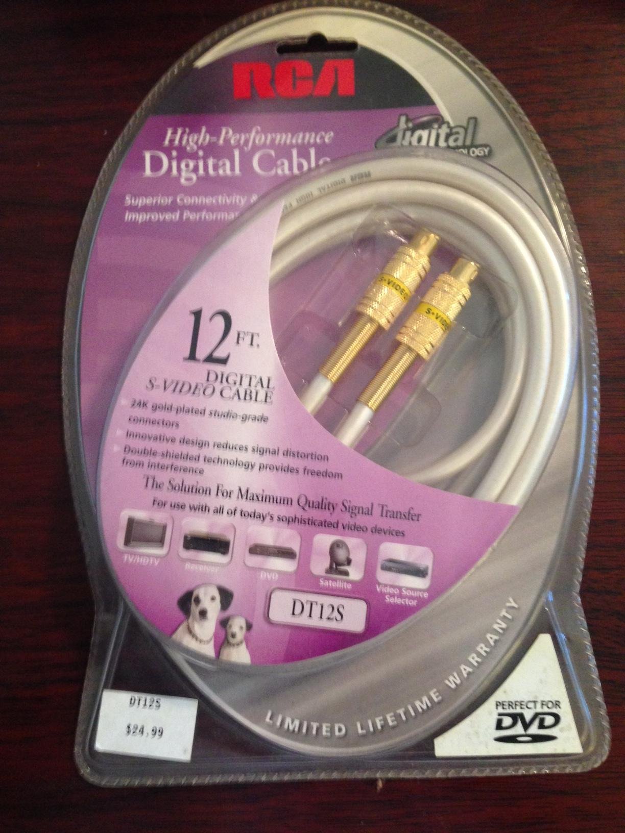 Amazon.com: RCA DT12S Digital S-Video Cable, 24K gold-plated studio ...