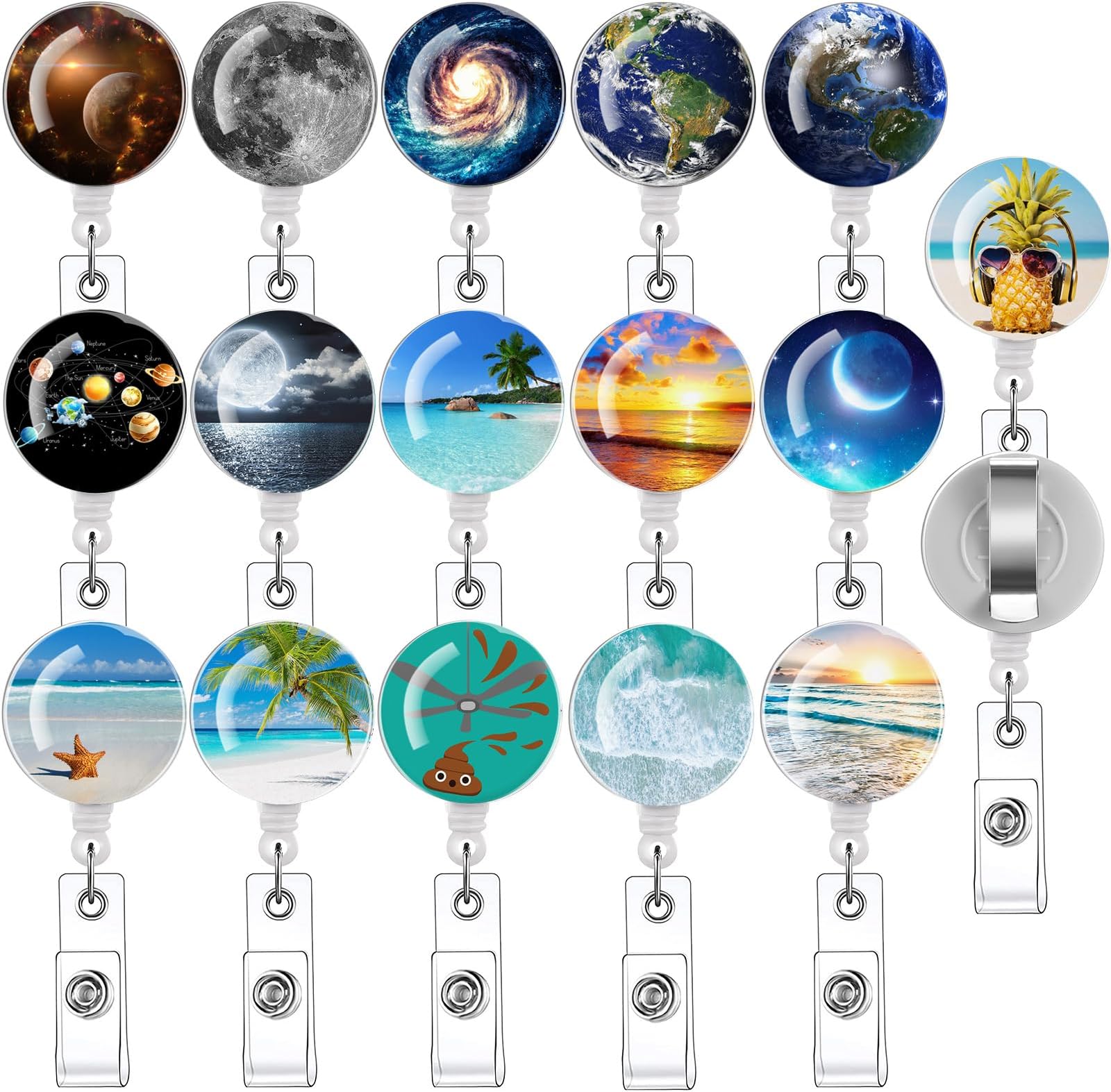 Amazon.com : 16pcs Badge Reels Retractable Badge Holders,Id Badge ...