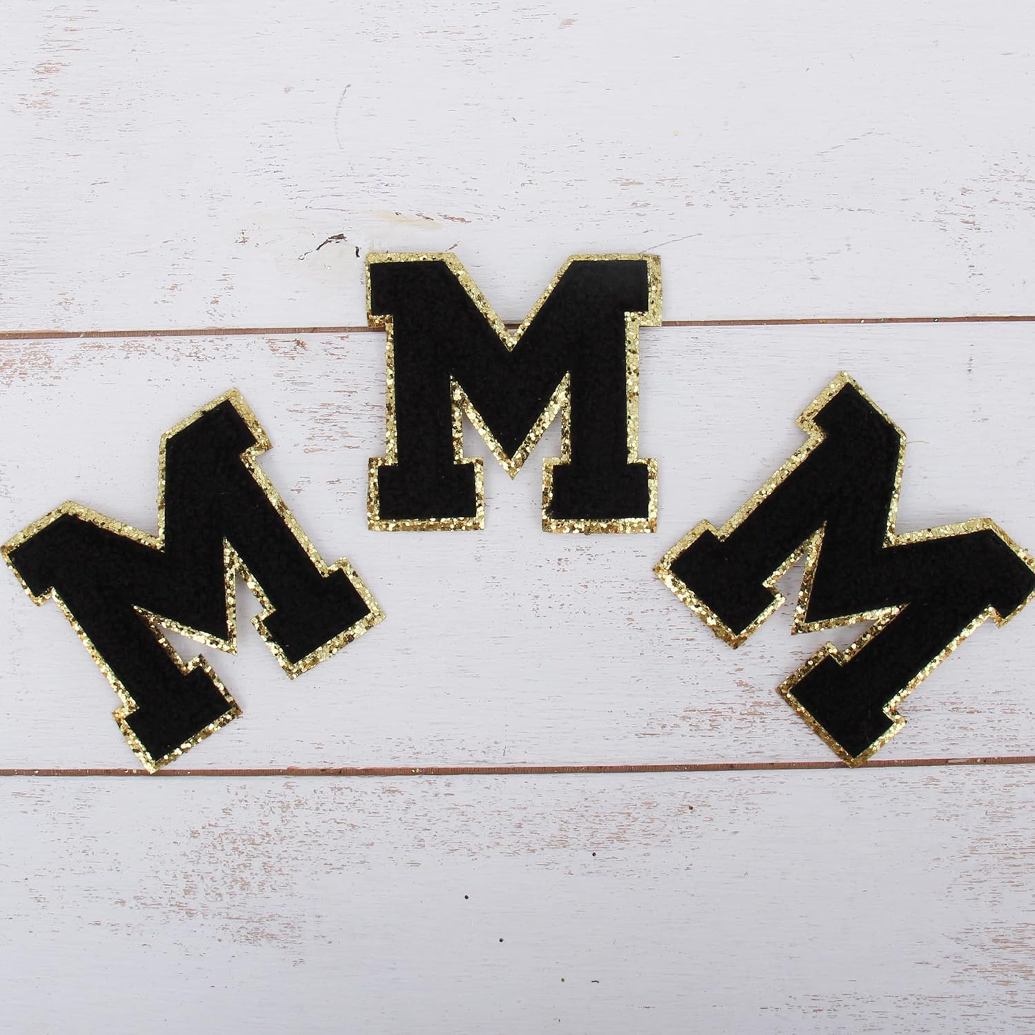 Amazon.com: 3 Pack Chenille Iron On Glitter Varsity Letter "M" Patches ...