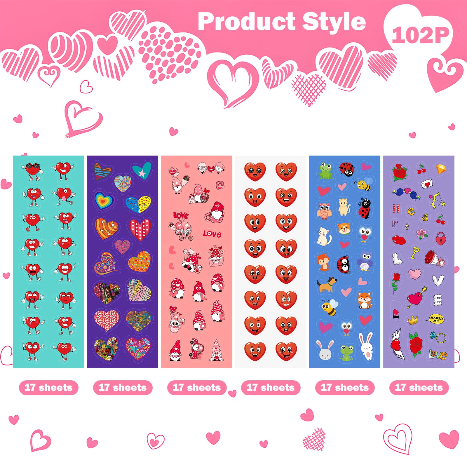Snapklik.com : Gonlei 2142pcs Valentine Stickers For Kids Classroom ...