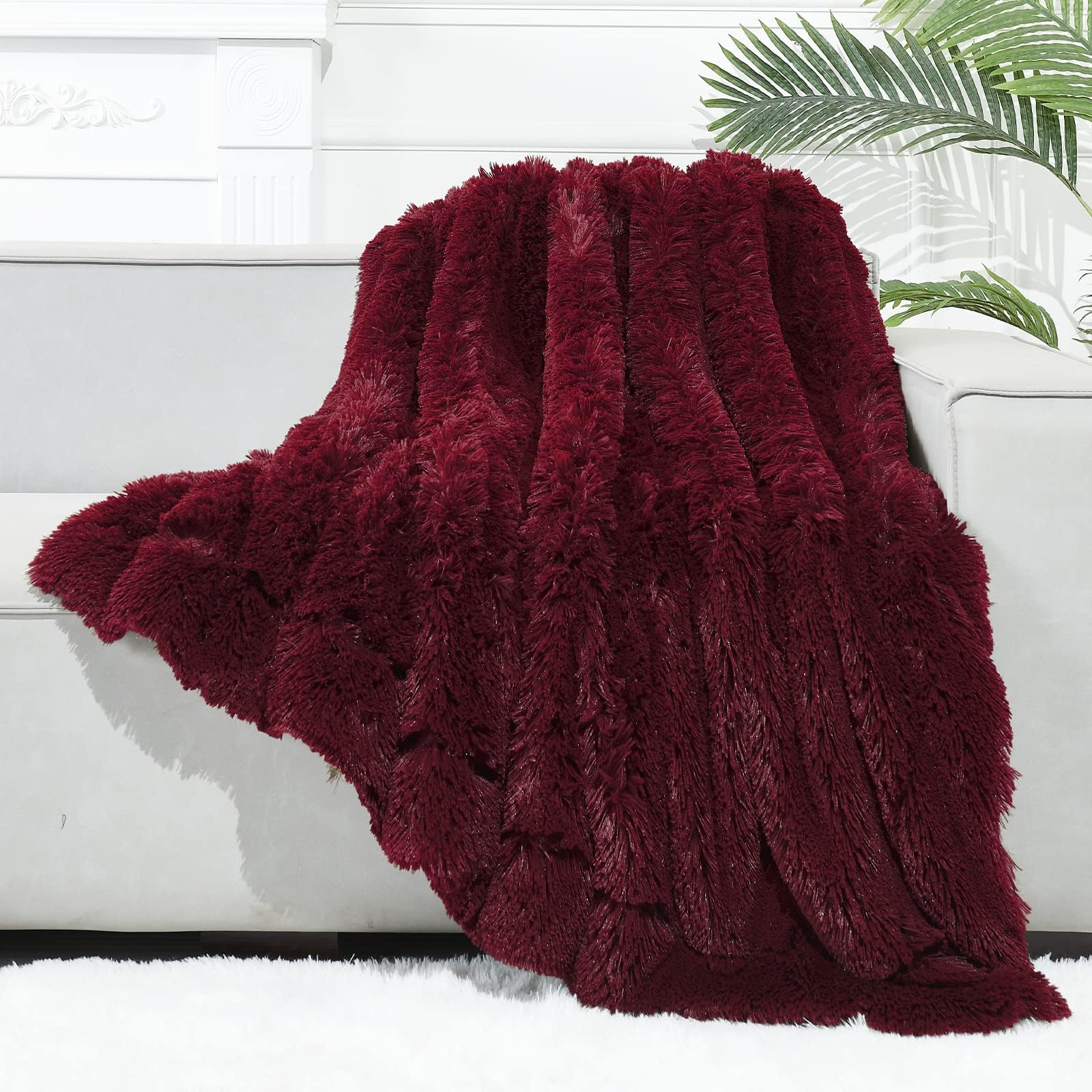 Amazon.com: PAVILIA Burgundy Red Throw Blanket for Couch, Twin Size Bed ...