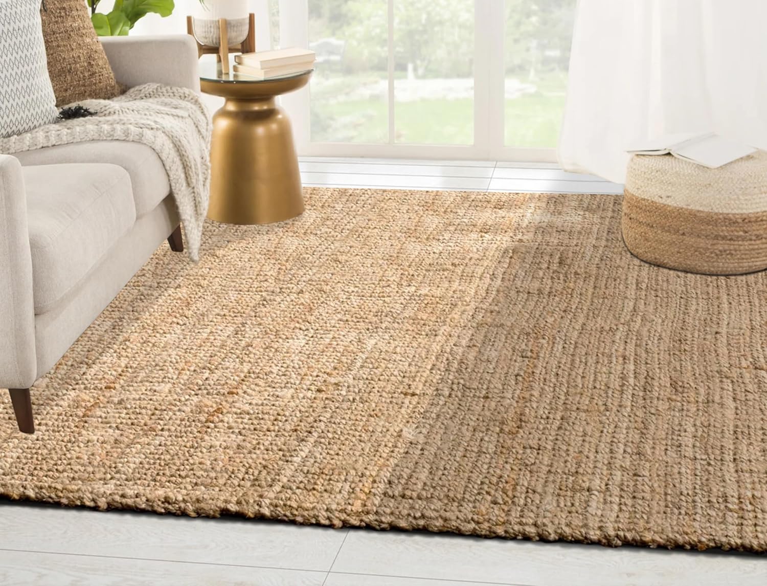 Amazon.com: Delara Hand Woven Farmhouse Jute Area Rug, Tight Boucle ...