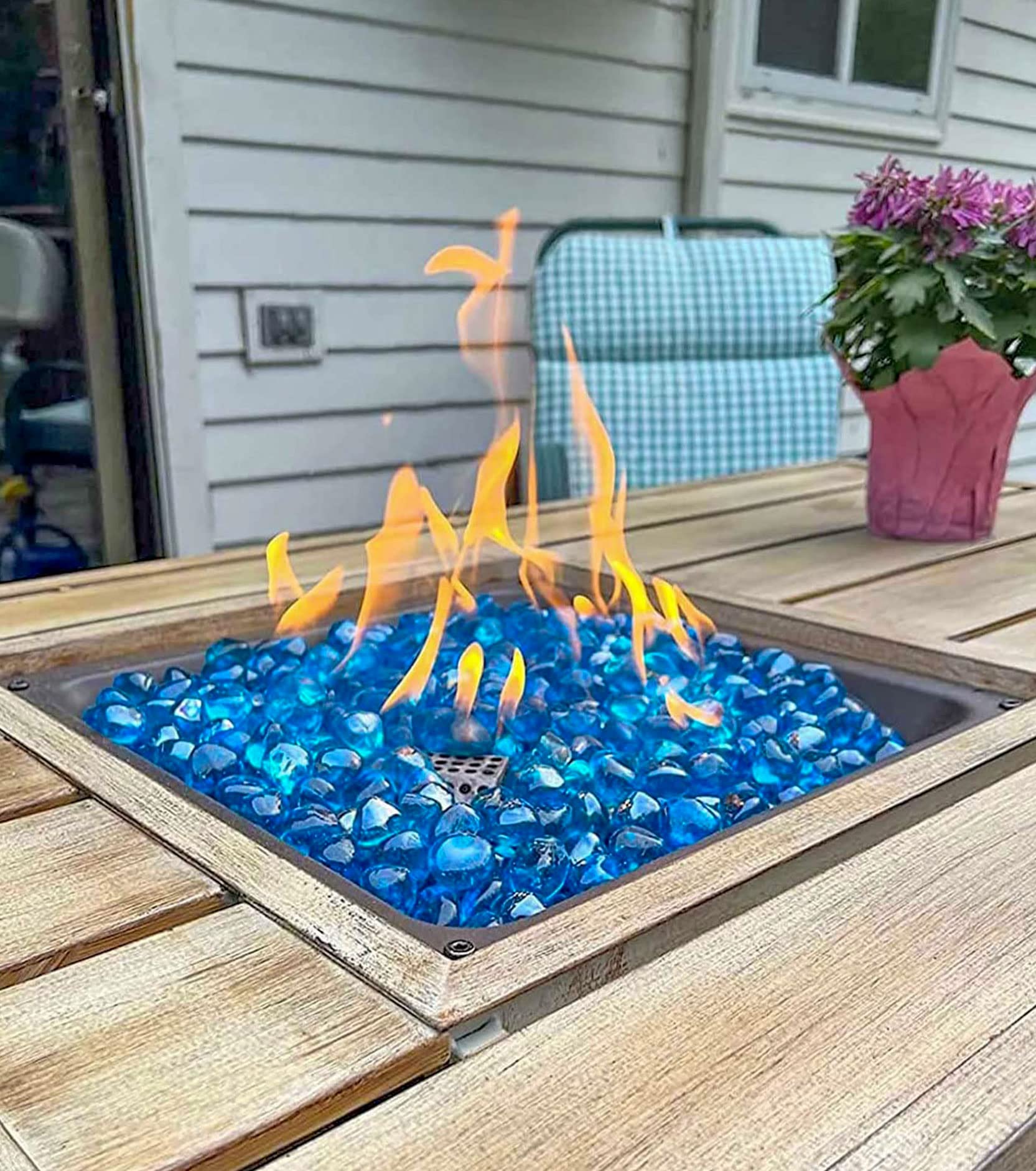 Snapklik.com : Caribbean Blue Fire Glass Diamonds For Fire Pit, 1 Inch ...