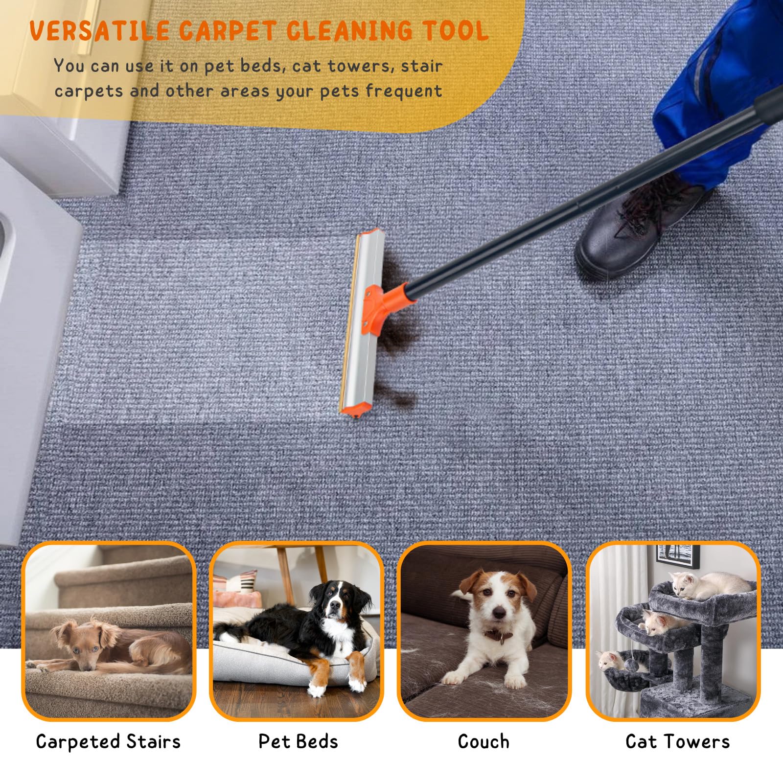 Snapklik.com : Carpet Rake For Pet Hair Removal, 57 Long Handle Dog And ...