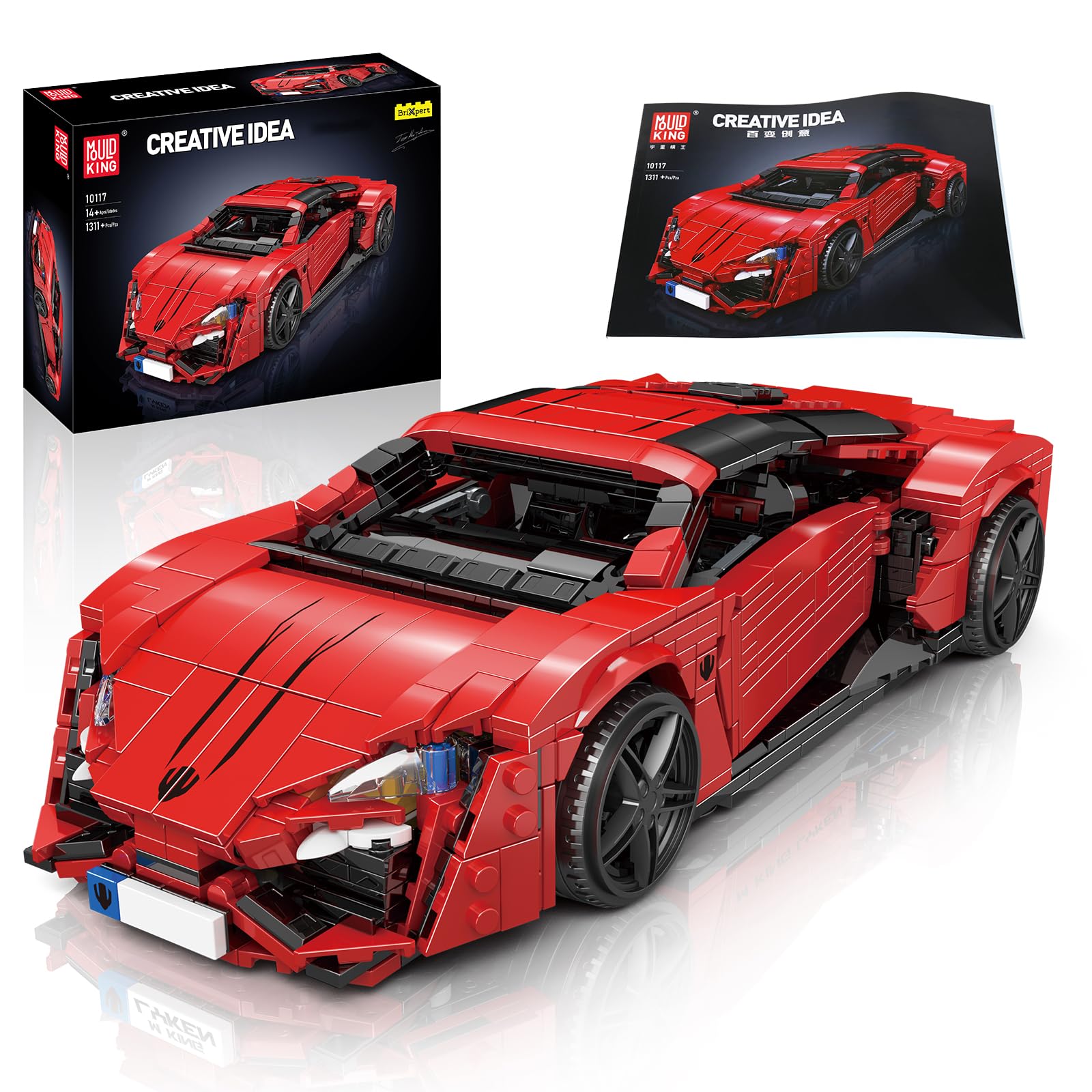 Mould King 10117 MOC Technology Sport Car Kit, 1311 Pieces STEM Build ...