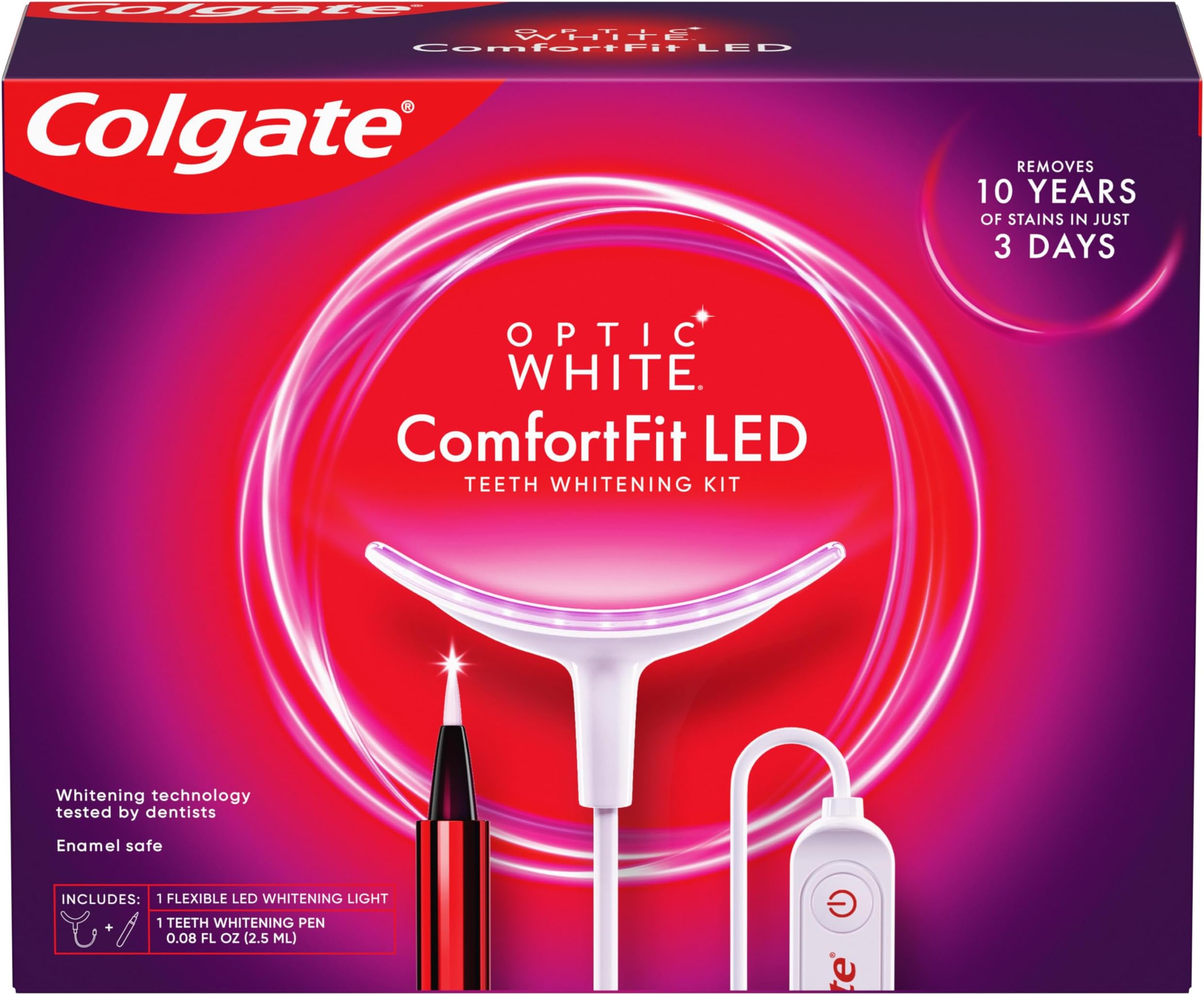 Amazon.com: Colgate Optic White ComfortFit Teeth Whitening Kit with LED ...