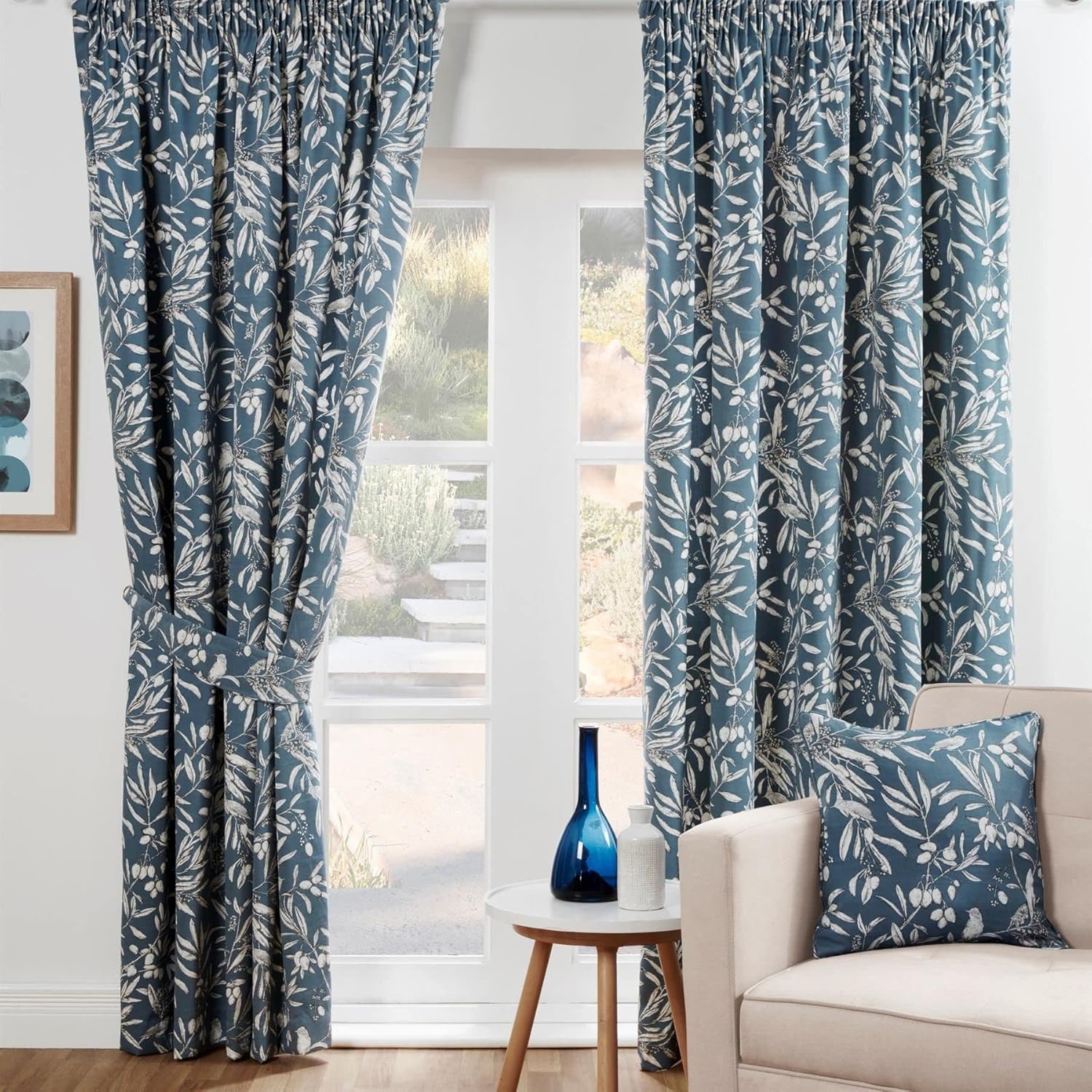 Sundour Aviary Light Filtering Curtains Blue 90x72 : Amazon.co.uk: Home ...