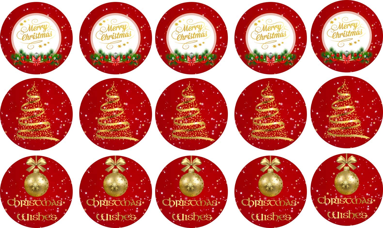 Merry Christmas Red and Gold Personalised 15 x 2 inch Edible Cupcake ...