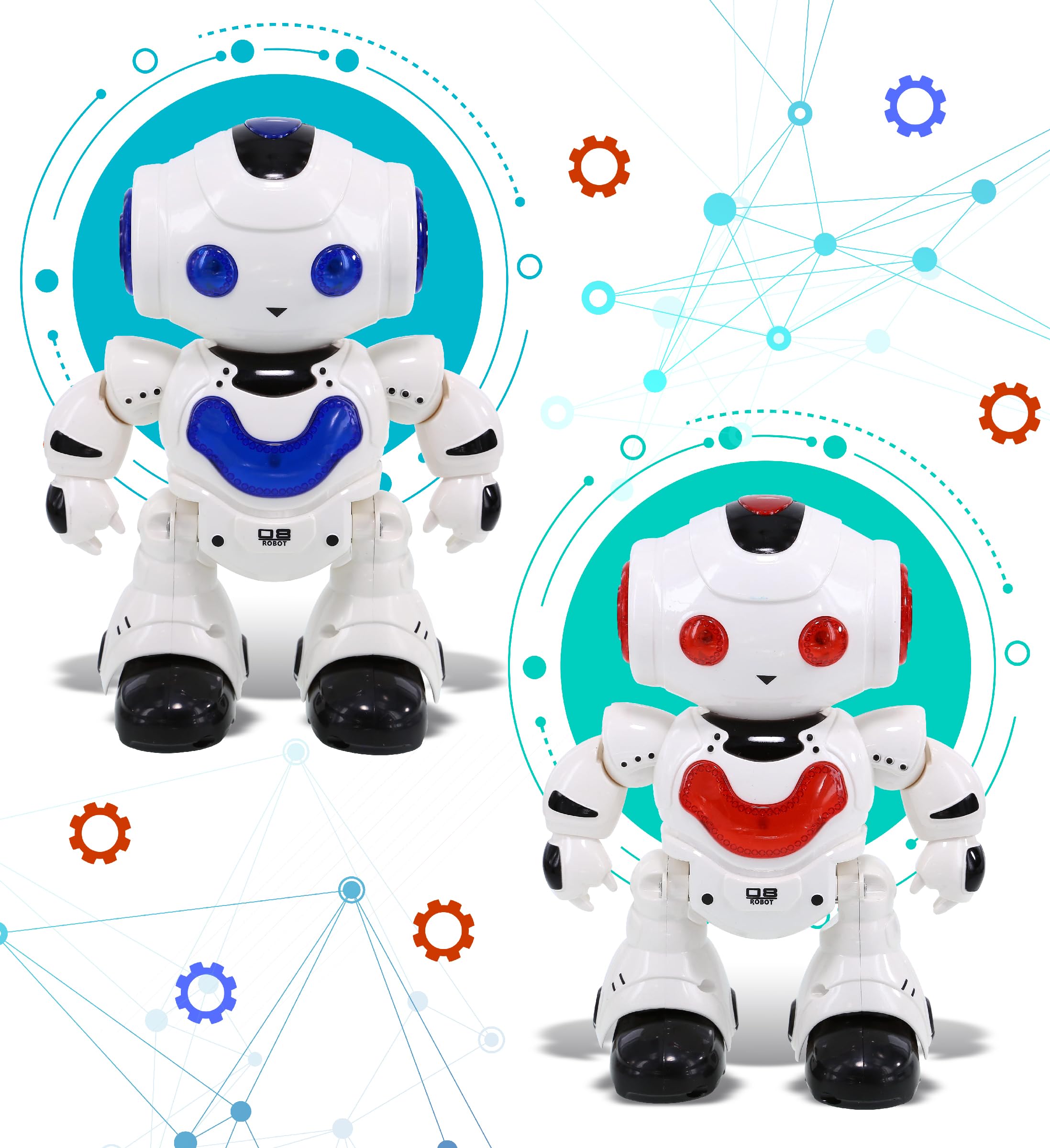 Snapklik.com : Mozlly Sound & Lights RC Robot Toys - Remote Control Red ...