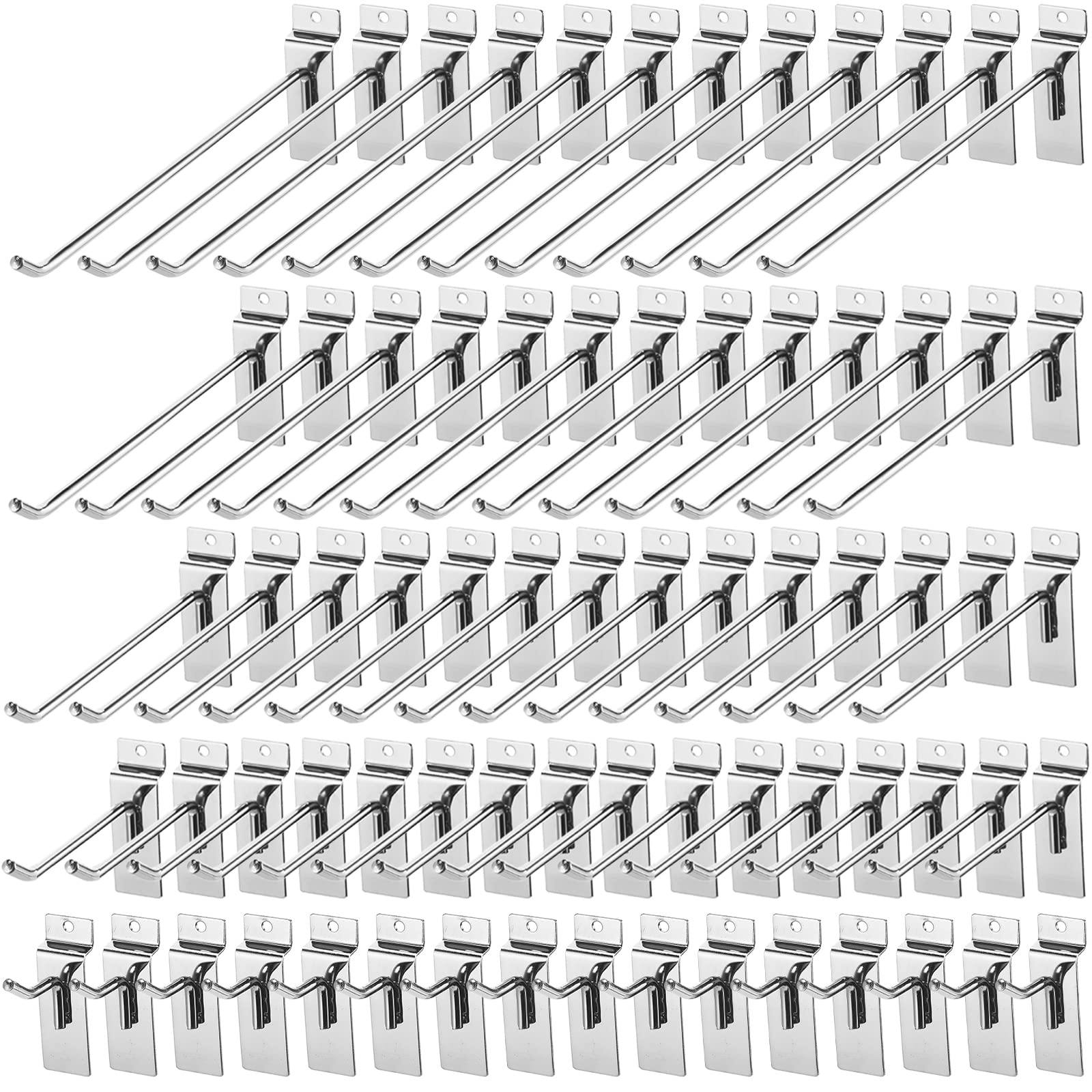 Buy 150 Pieces Silver Slatwall Hooks, 30 of Each 2", 4", 6", 8" and 10 ...