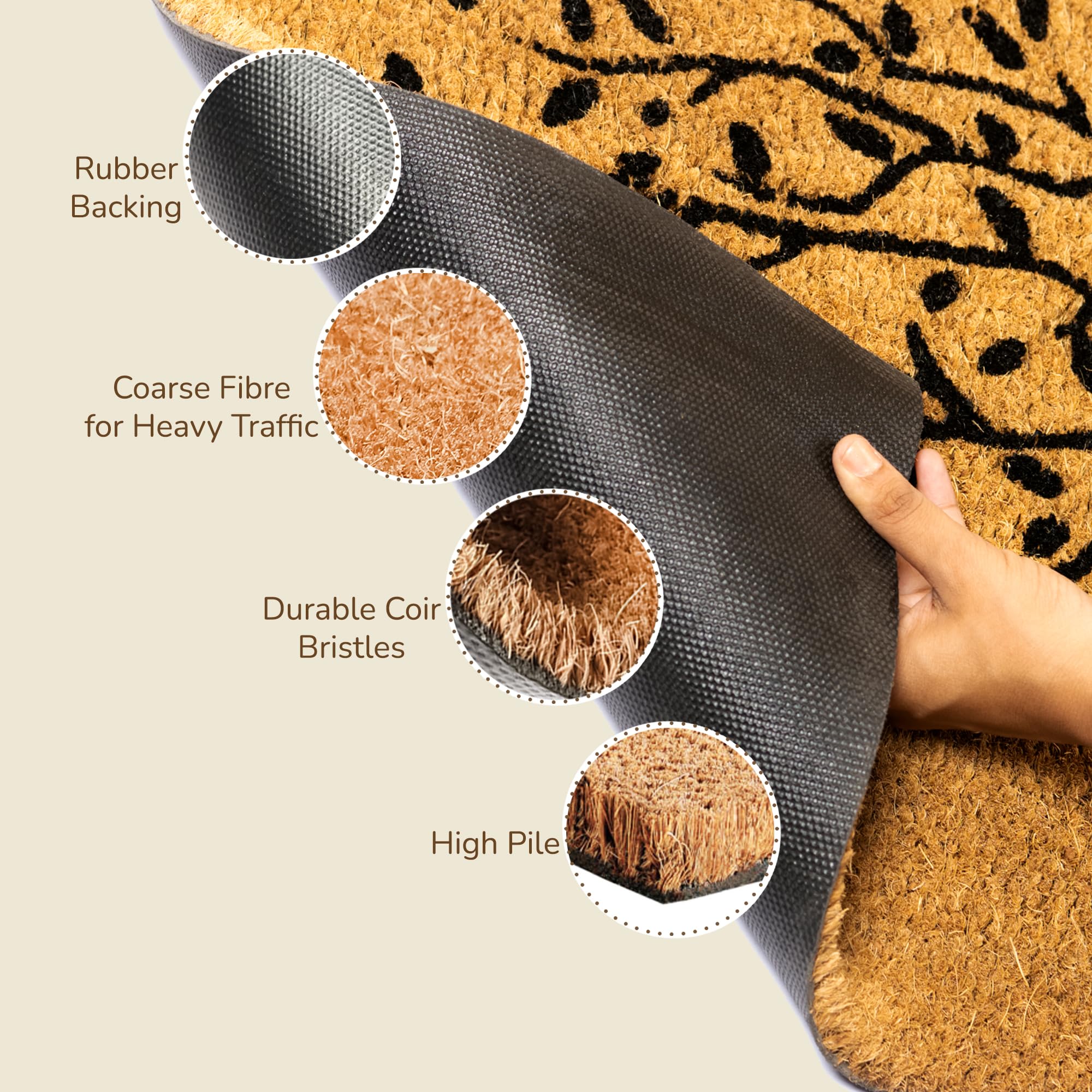 Extra Large Floor Mat for Patio Decor, Coco Coir Mats with PVC-Backing ...