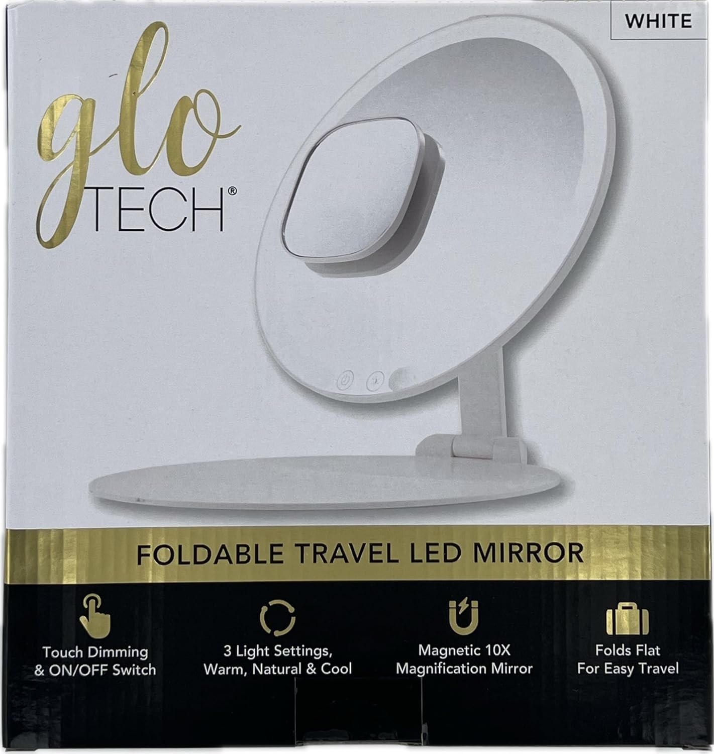 Amazon.com: GLO TECH Foldable Travel Led Mirror - Touch Dimming & On ...