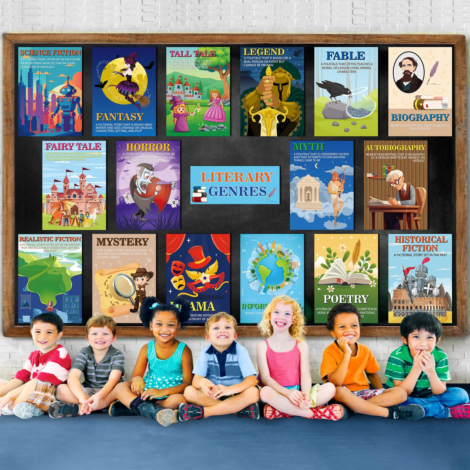 Reading Genre Printable Posters Pajean 17 Pcs Literary Genres Posters
