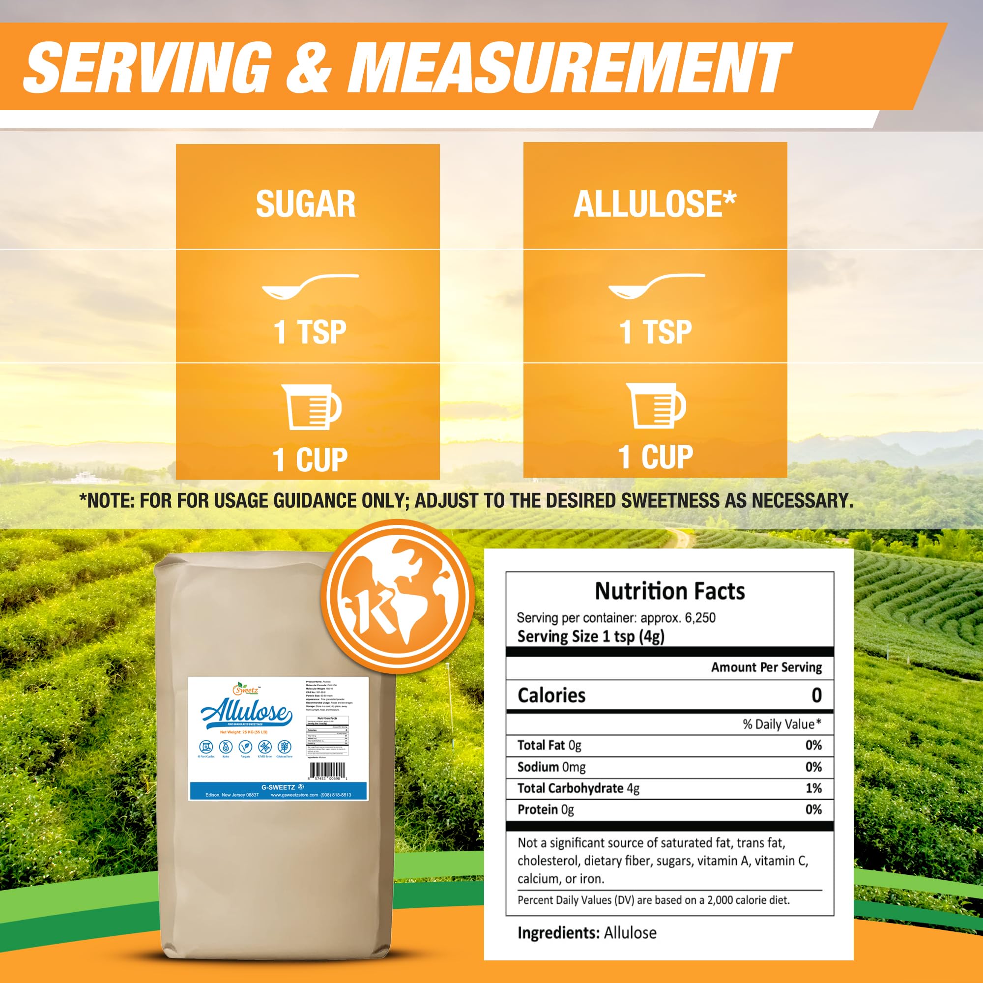 Snapklik.com : Allulose All Purpose Sweetener; Total Servings 1250; Zero Calorie Sweetener ...