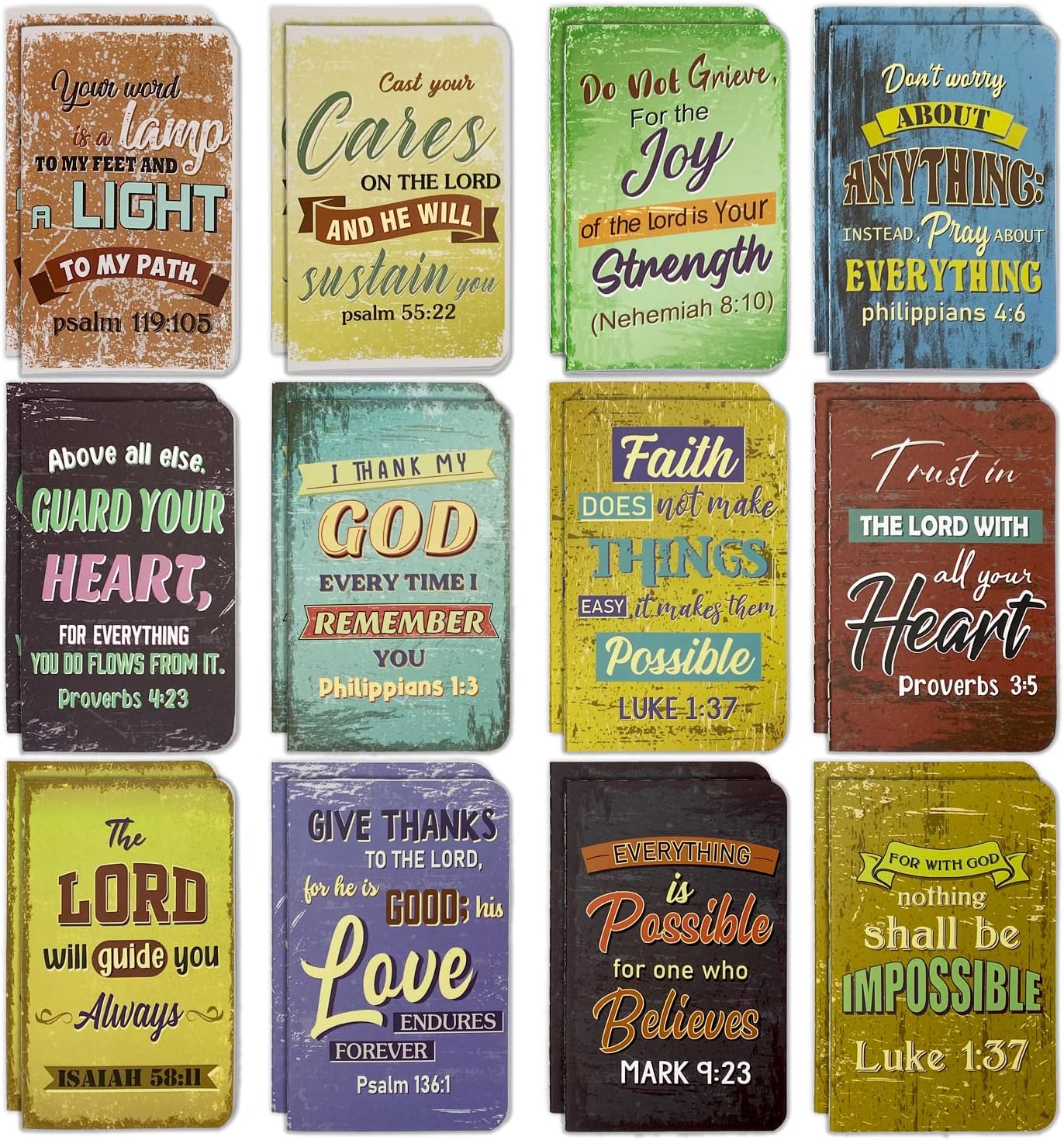 Amazon.com : 24 Pieces Bible Verse Notebook Religious Motivational ...